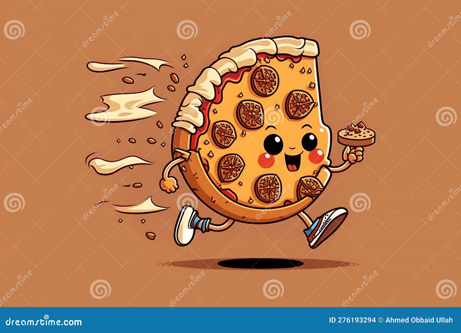 Adorable Cartoon Character of Pizza Running, Generative Ai Stock ...