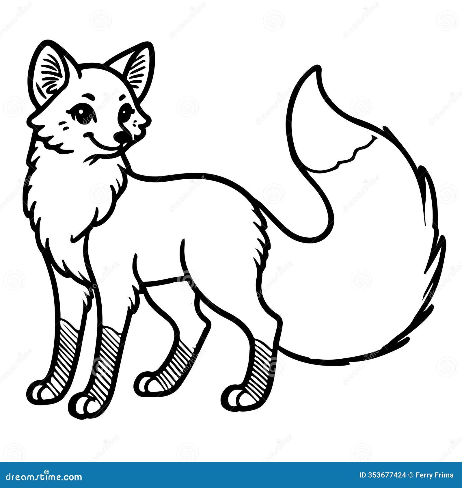 Adorable Cartoon Fox with a Bushy Tail and Pointed Ears Coloring Page ...