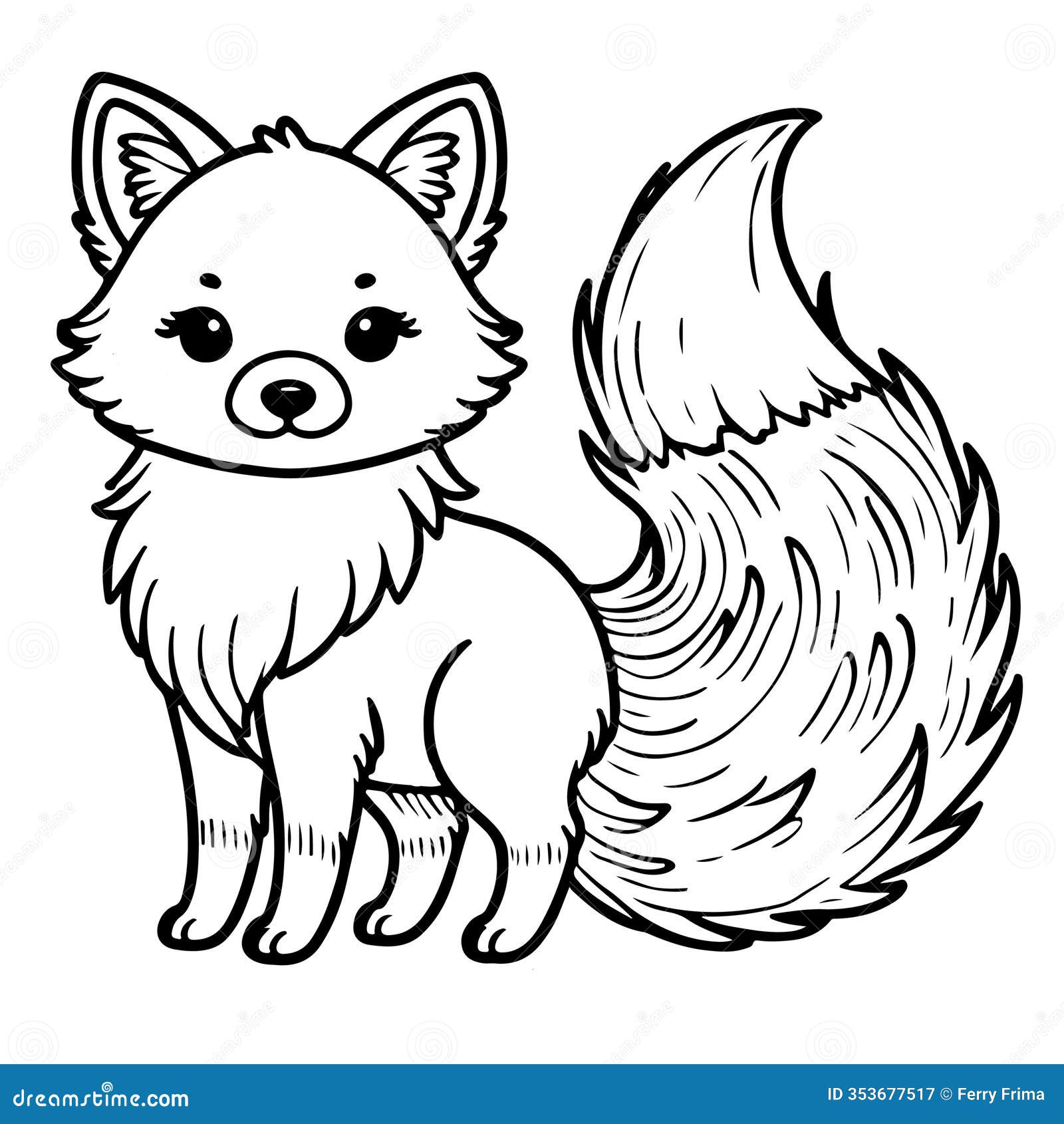 Adorable Cartoon Fox with a Bushy Tail and Pointed Ears Coloring Page ...