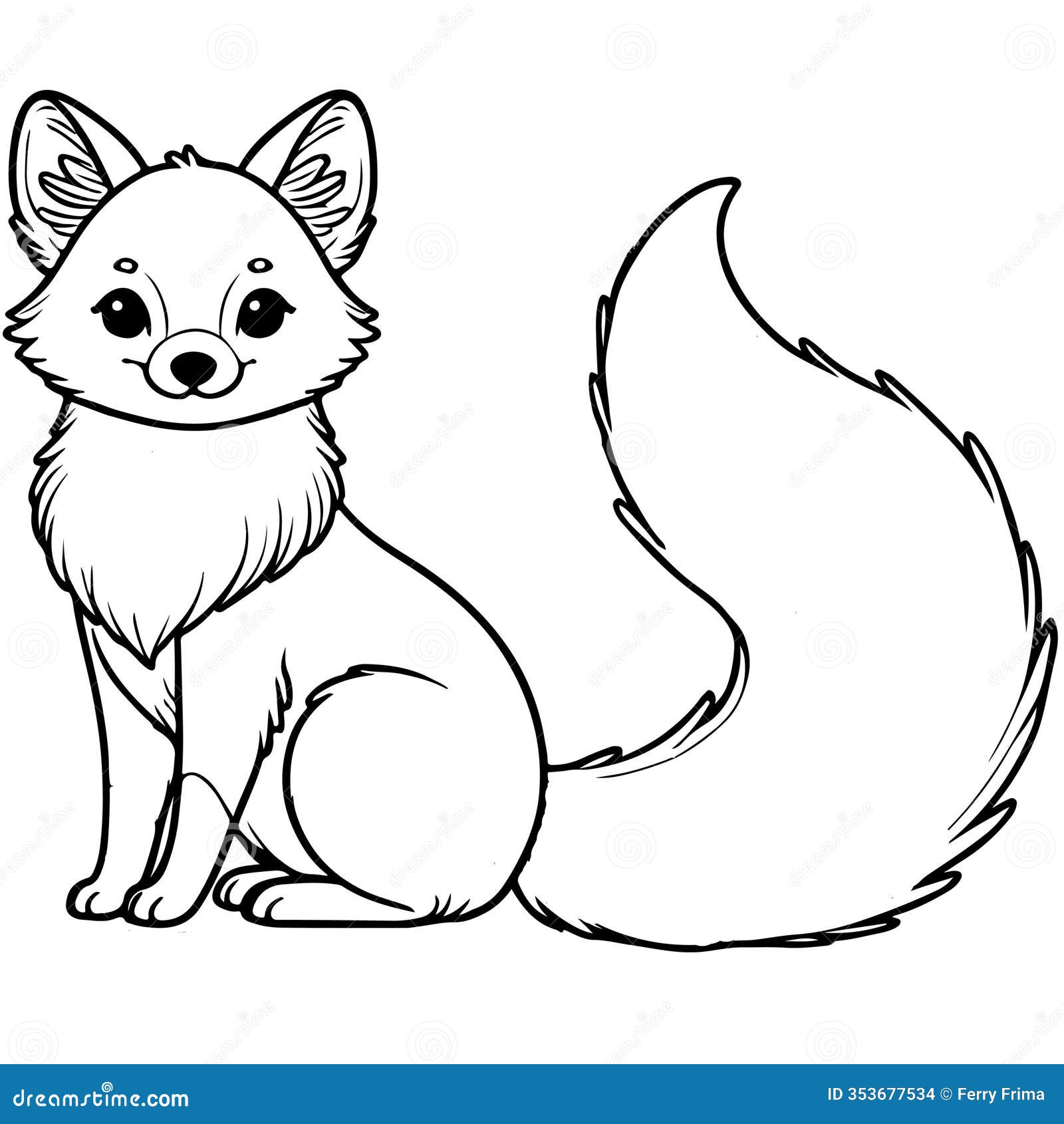 Adorable Cartoon Fox with a Bushy Tail and Pointed Ears Coloring Page ...
