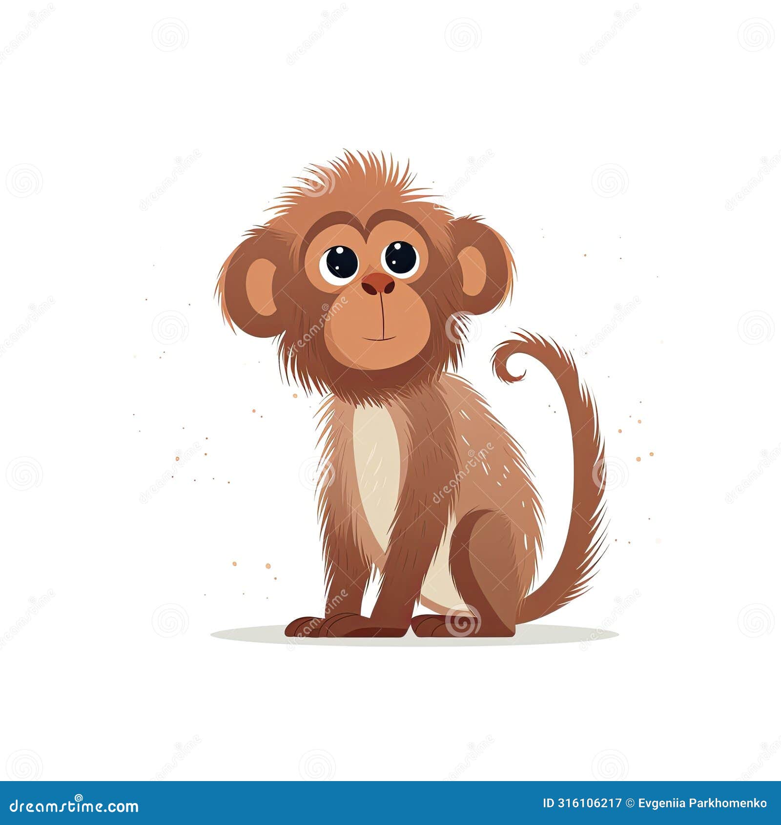 Adorable Cartoon Monkey Illustration on White Background Stock ...