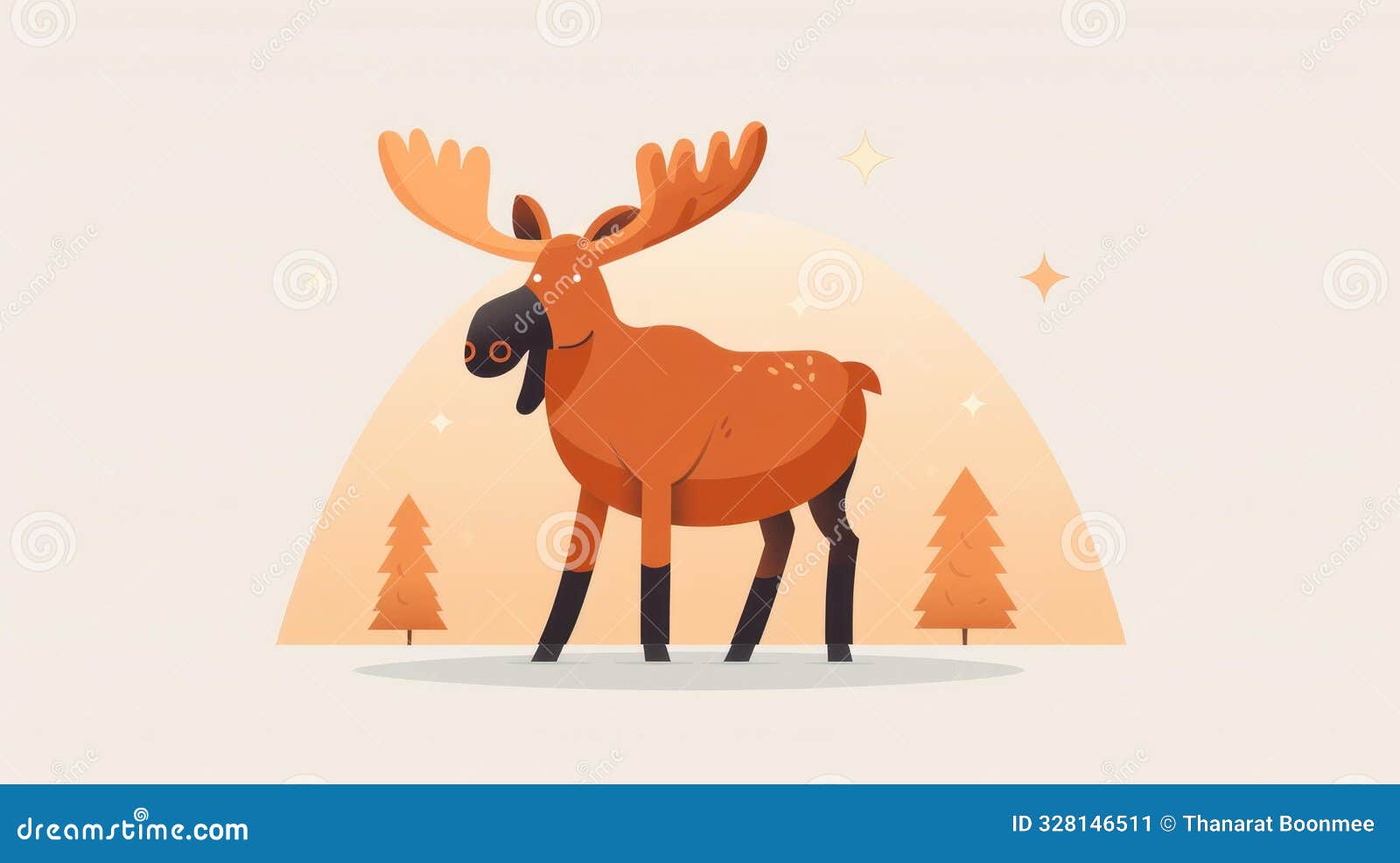 Adorable Cartoon Moose Design on a Simple Background Stock Illustration ...