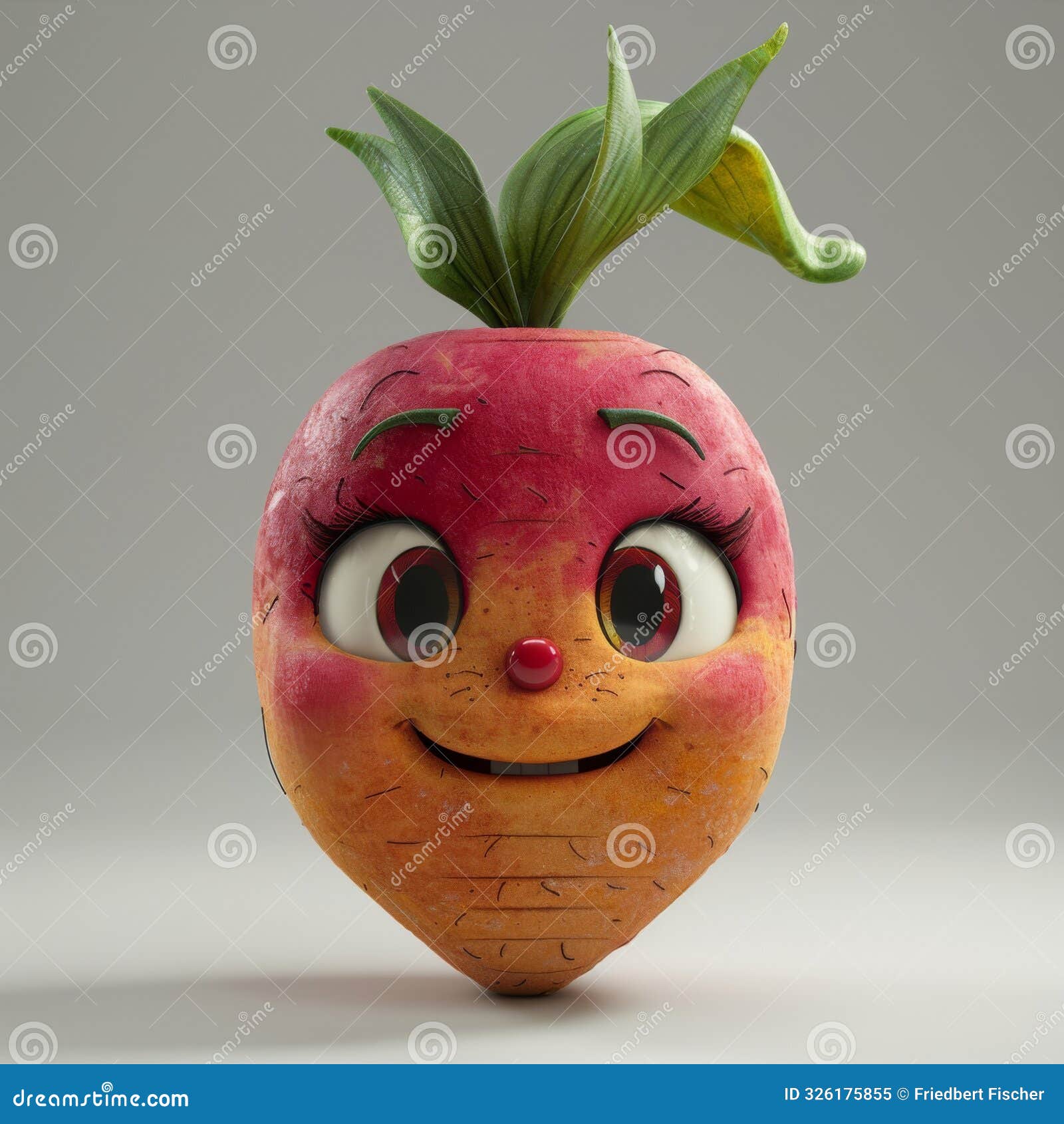Adorable Cartoon Root Vegetable Character with Leafy Top and Happy ...