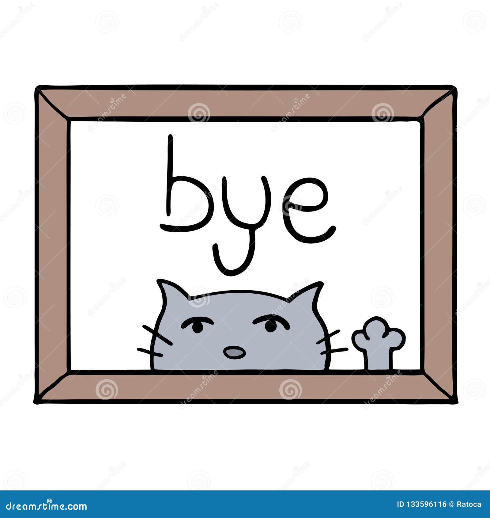 Adorable Cat and Bye Message Stock Vector - Illustration of element ...