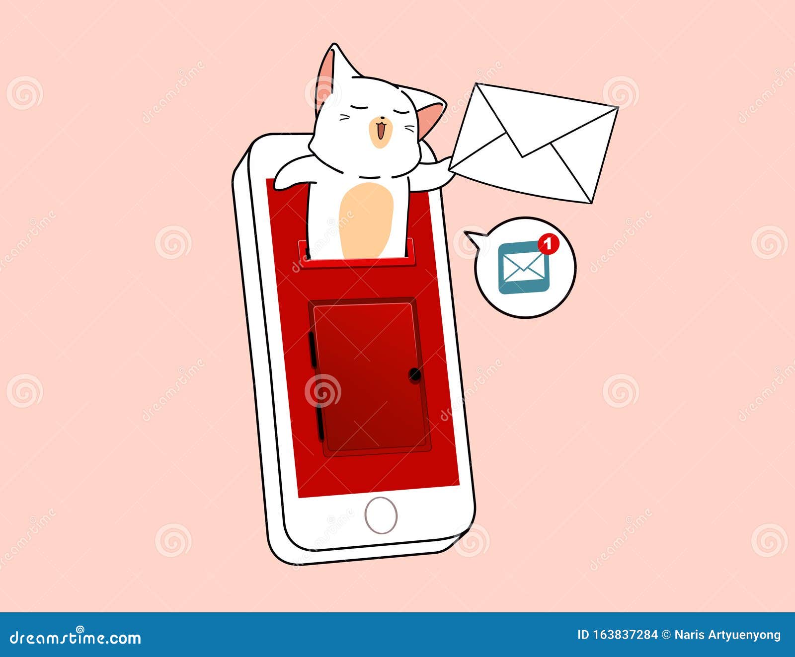 Adorable Cat Character is Telling You that You Got New Mail Stock ...