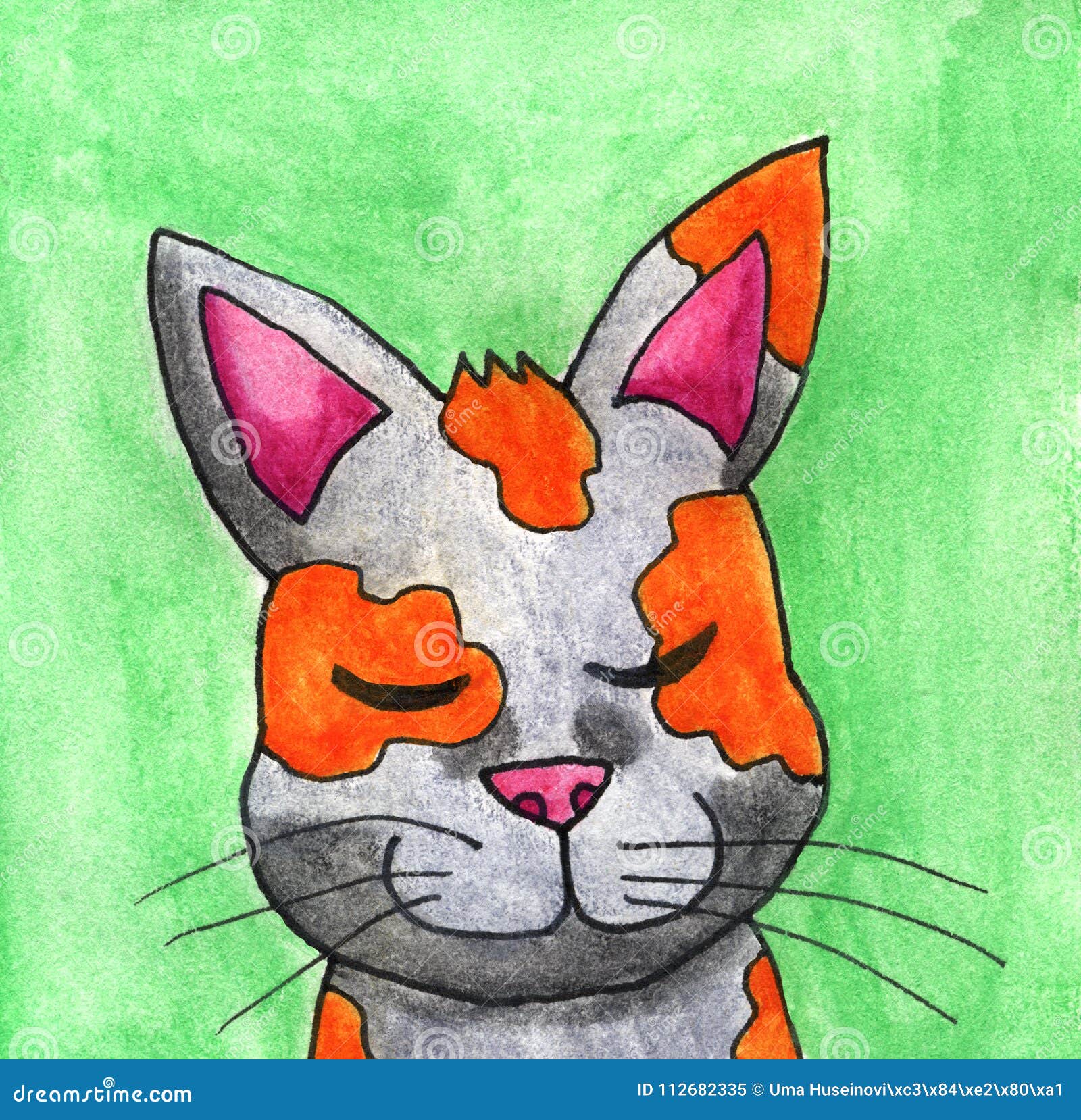 Adorable Cat with a Green Background Stock Image - Image of cheerful ...