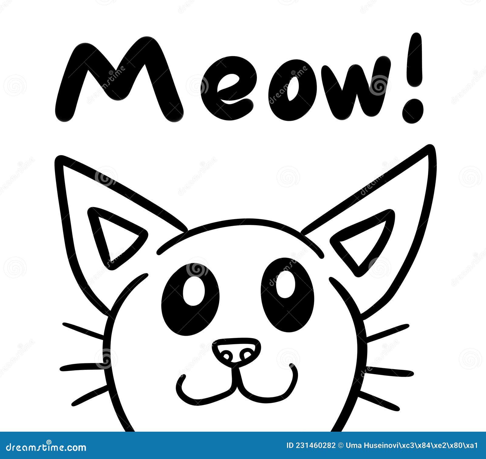 Adorable Cat Saying Meow Doodle Stock Illustration - Illustration of ...