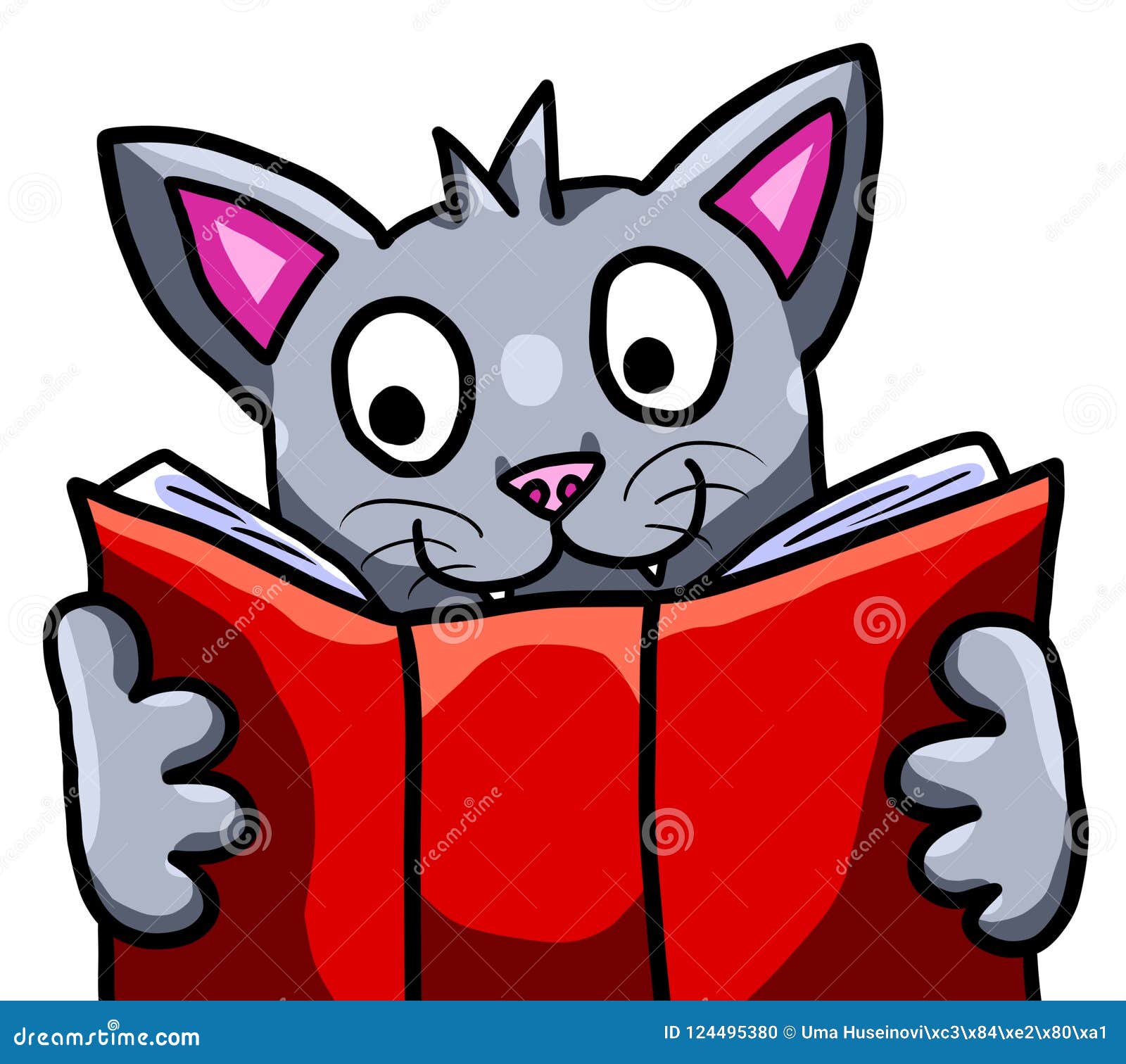 Adorable Cat Studying stock illustration. Illustration of friend ...