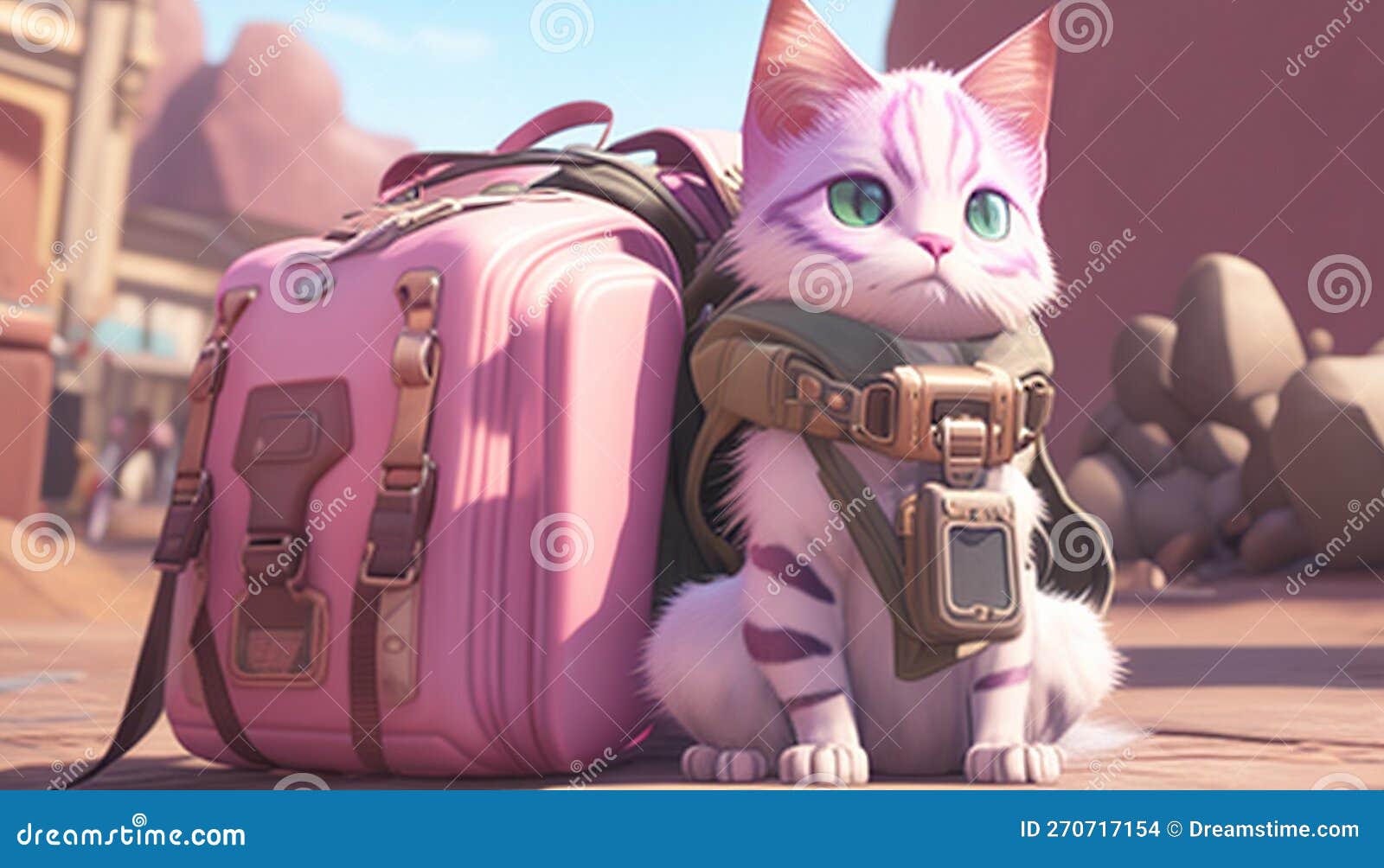 Adorable Cat Wearing a Pink Backpack Ready for an Adventure Stock ...