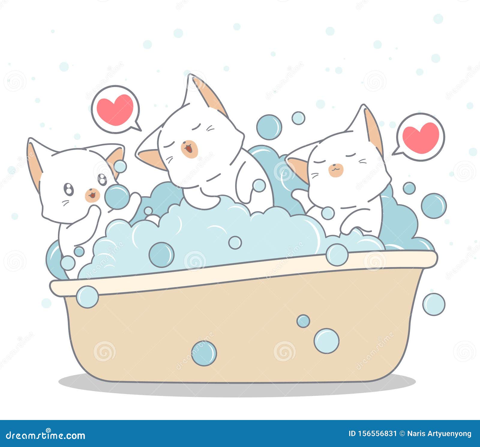 Adorable Cats are Bathing in the Bathtub Stock Vector - Illustration of ...