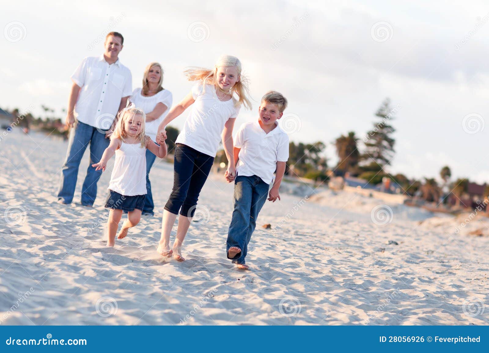 Adorable Caucasian Family on a Walk Stock Photo - Image of beach ...