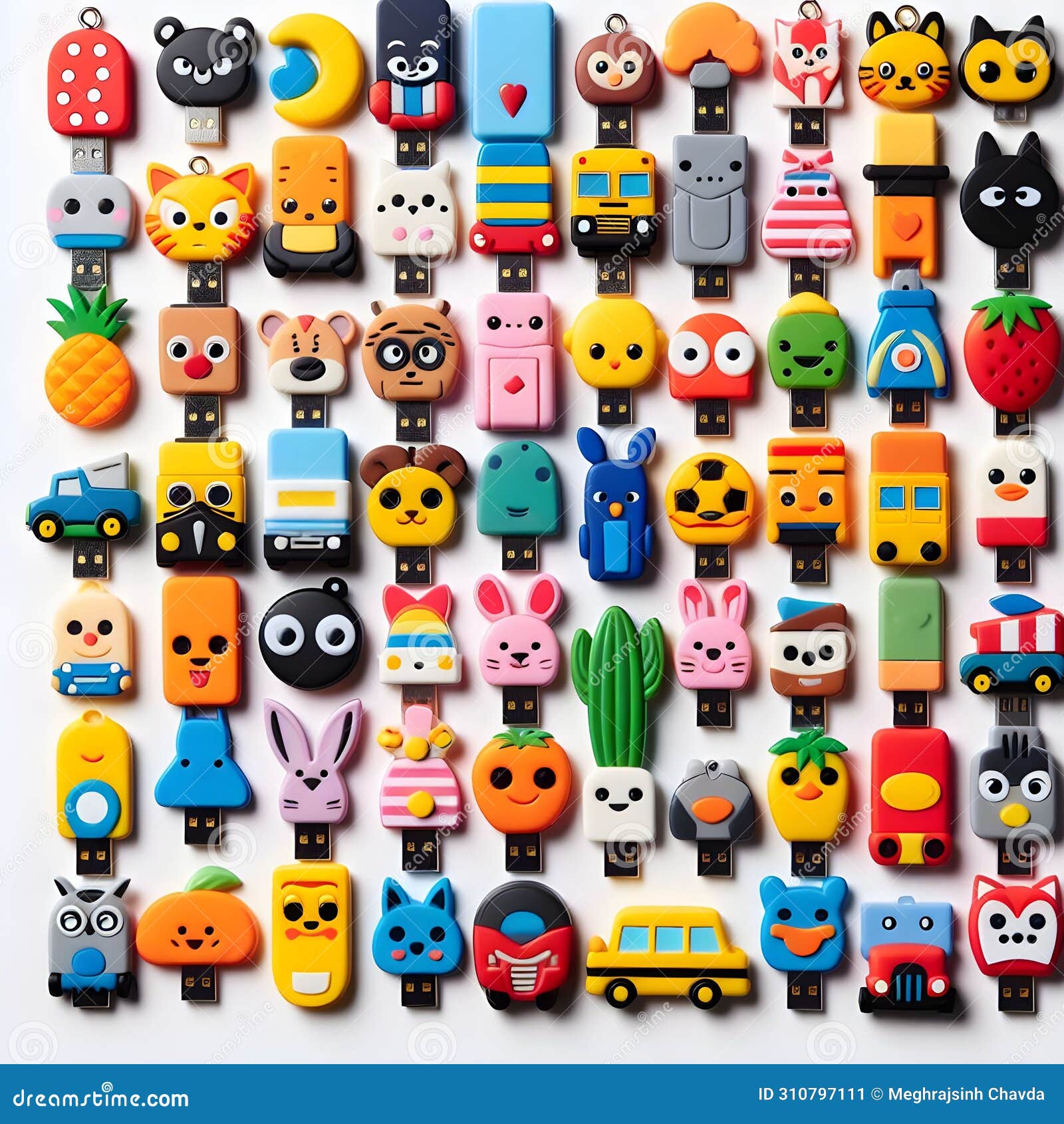 Adorable Character USB Drives Stock Illustration - Illustration of ...