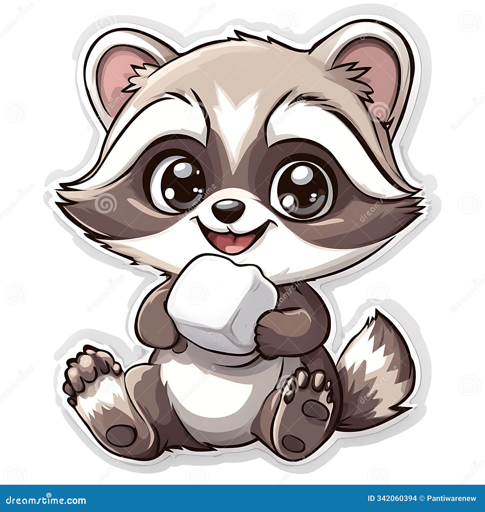 Cute Chibi Raccoon Sticker Design Stock Illustration - Illustration of ...