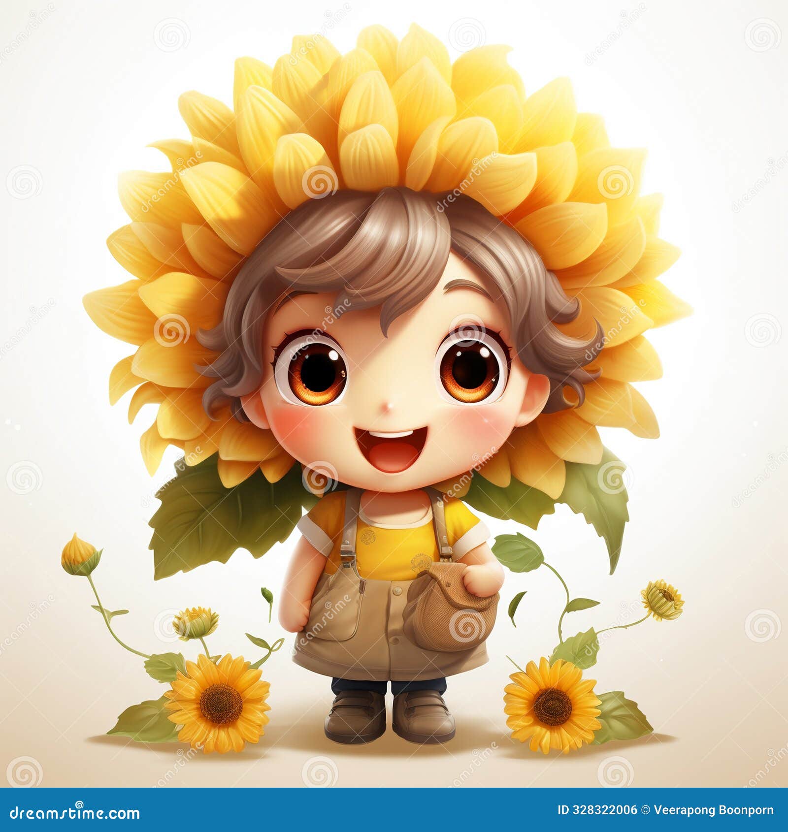 Sunflower Character. Vector Illustration, Isolated, Clip-art On A White ...