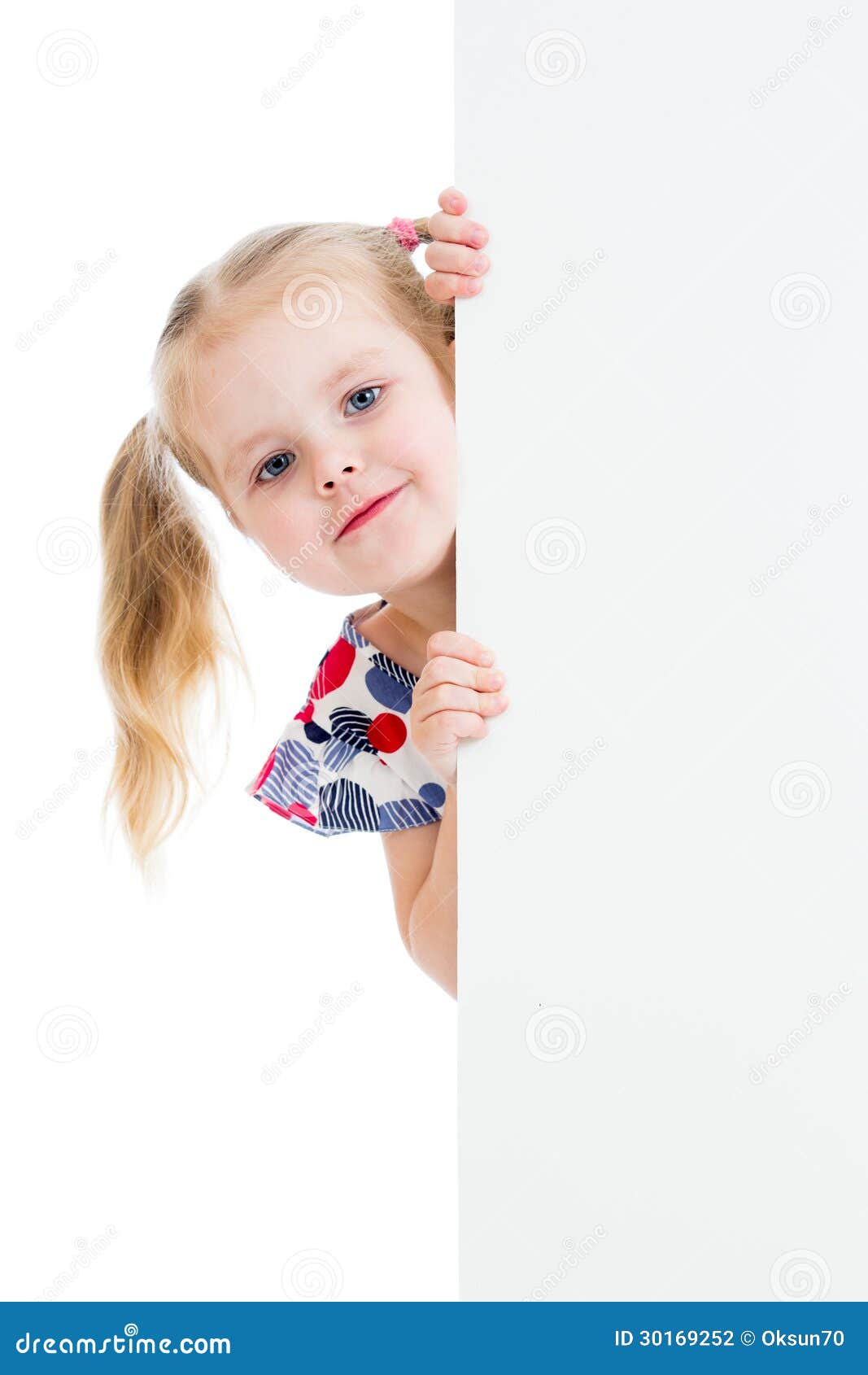 Child with Blank Advertising Banner Stock Photo - Image of happiness ...