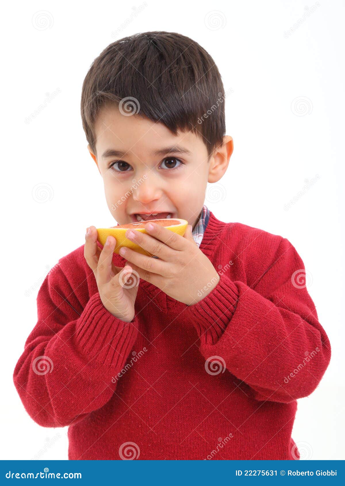 Adorable Child with a Grapefruit Stock Image - Image of little ...
