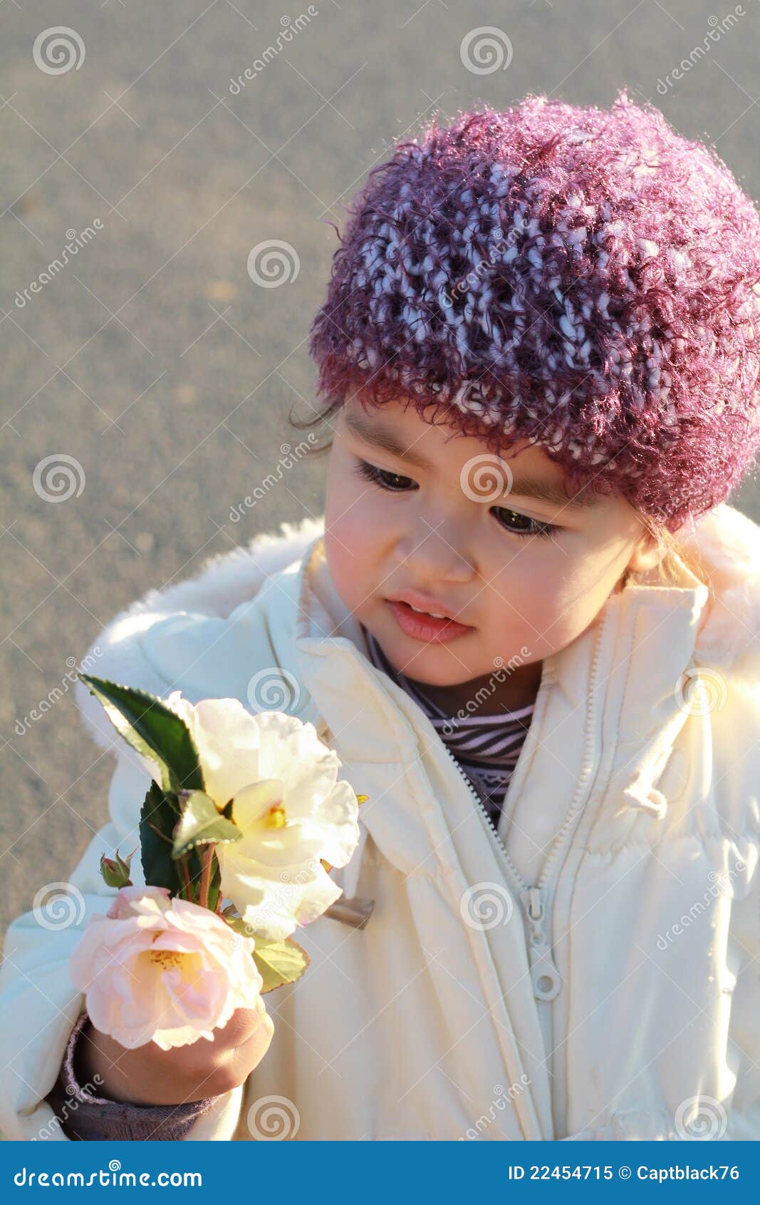Adorable Child Looking at Flowers Stock Image - Image of infant ...
