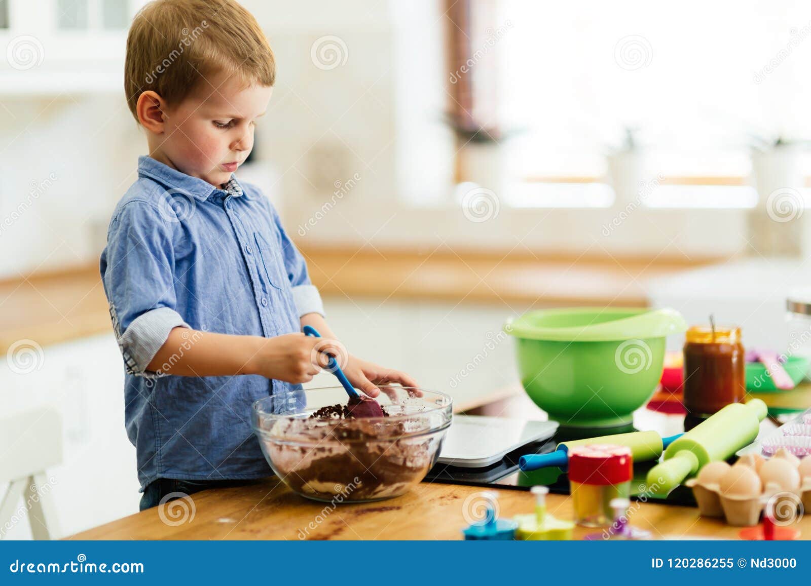 Adorable Child Making Cookies Stock Image - Image of happiness ...
