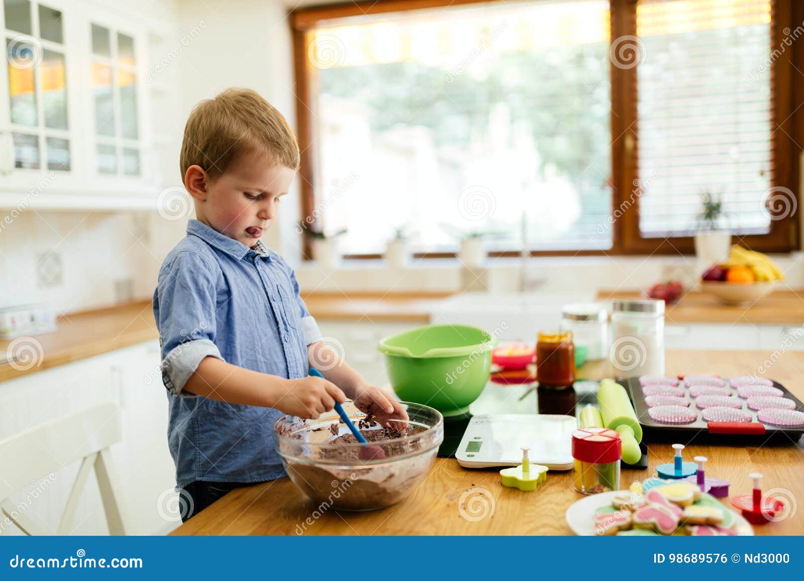 Adorable Child Making Cookies Stock Photo - Image of beautiful, cute ...