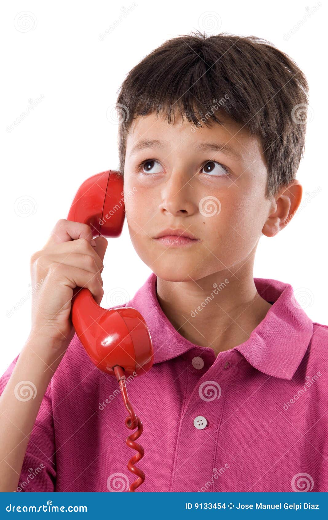 Adorable Child on the Phone Stock Photo - Image of innocence, pink: 9133454