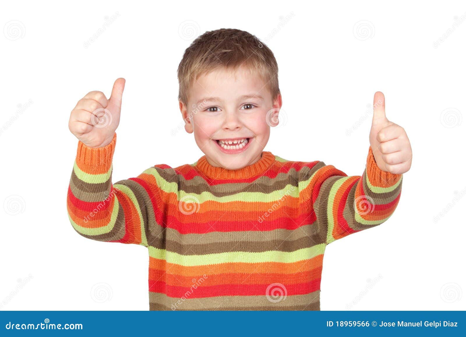 Adorable Child with Thumbs Up Stock Photo - Image of male, orange: 18959566