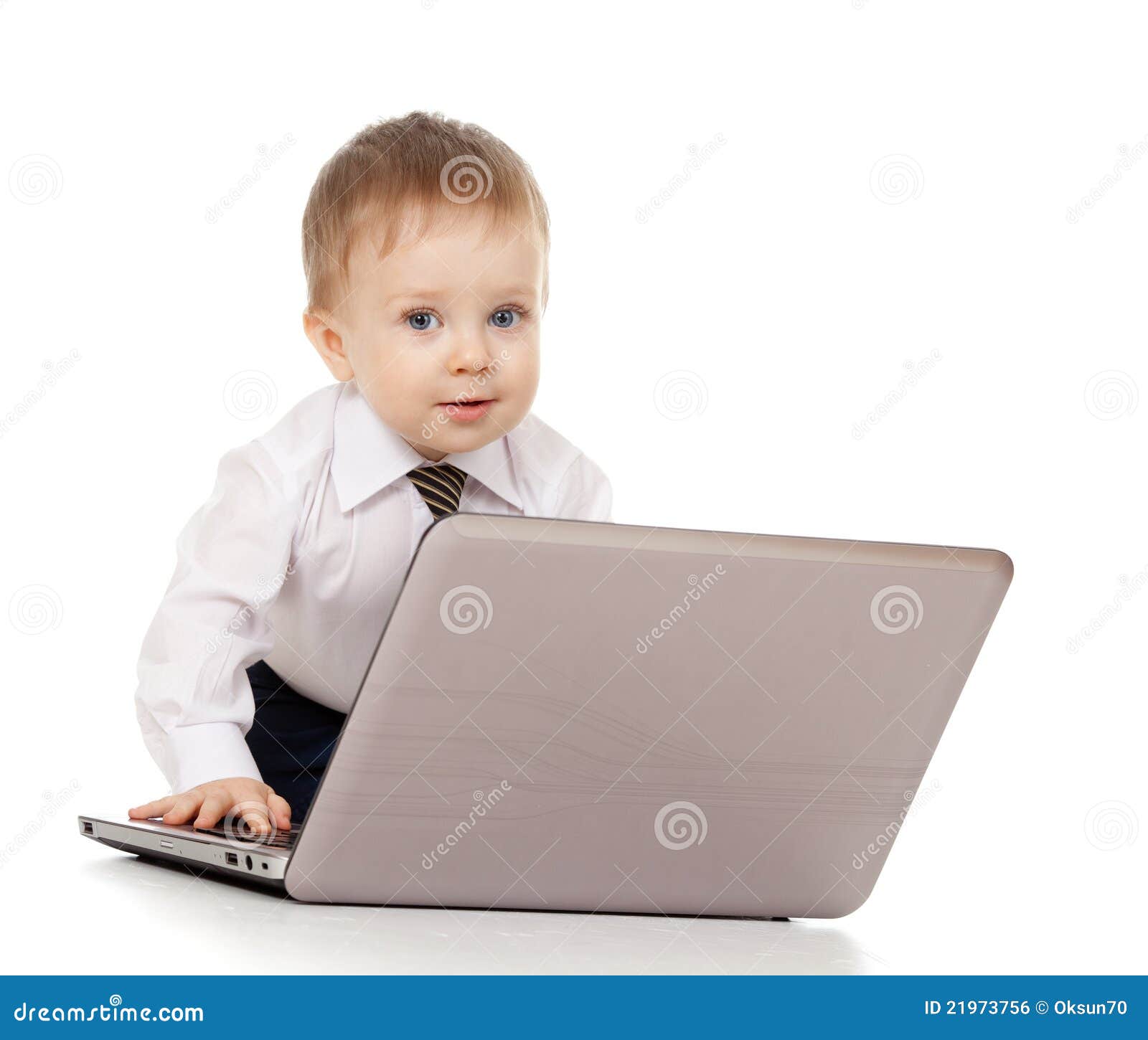 Adorable Child Using a Laptop Stock Photo - Image of internet, computer ...