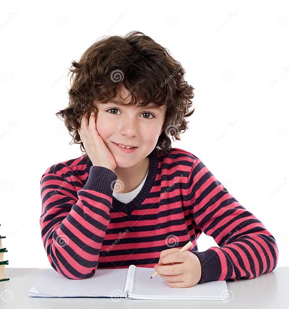 Adorable Child Writing in the School Stock Photo - Image of joyful ...