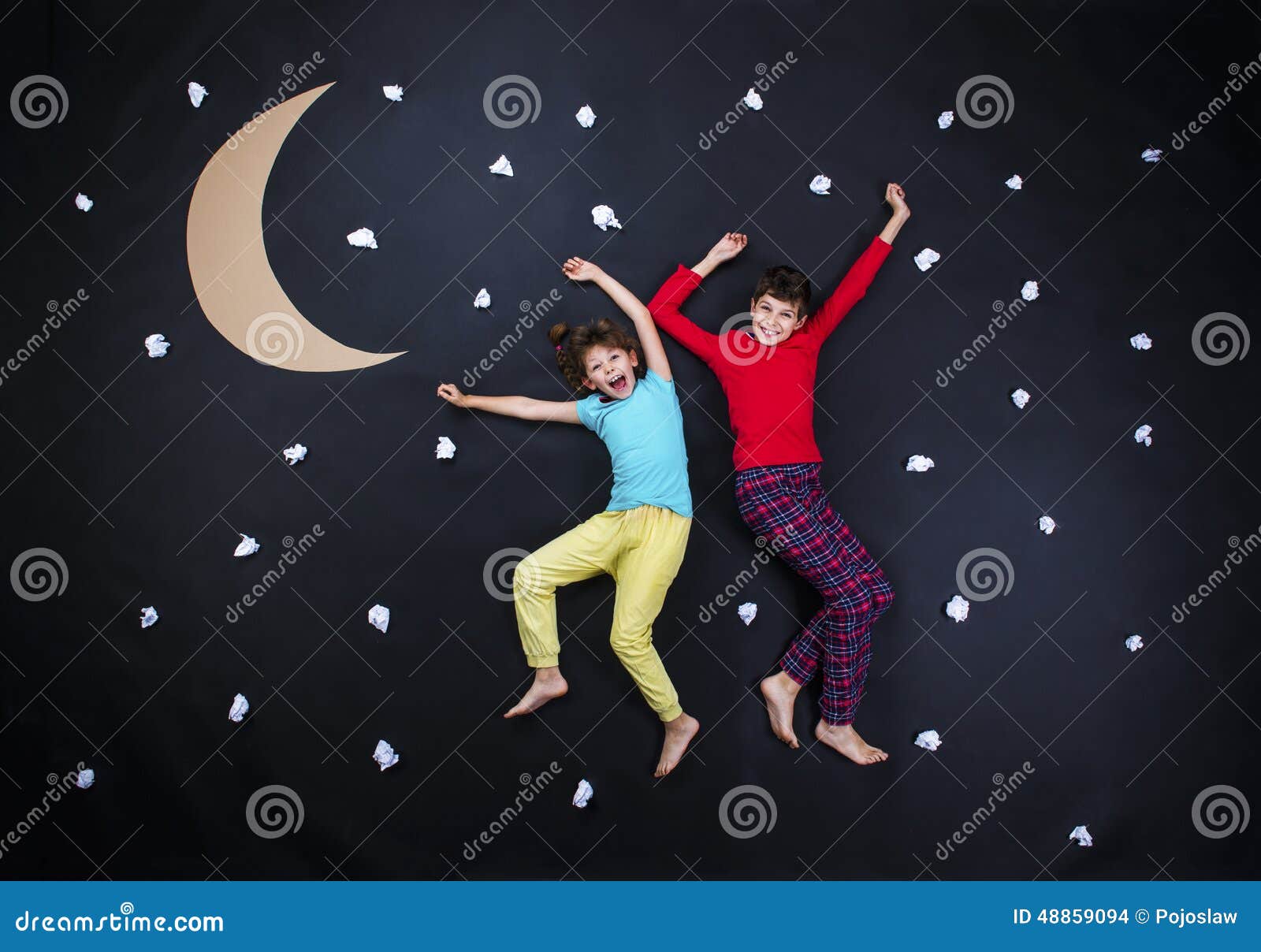 Adorable Children Getting Ready for Night Sleep Stock Photo - Image of ...