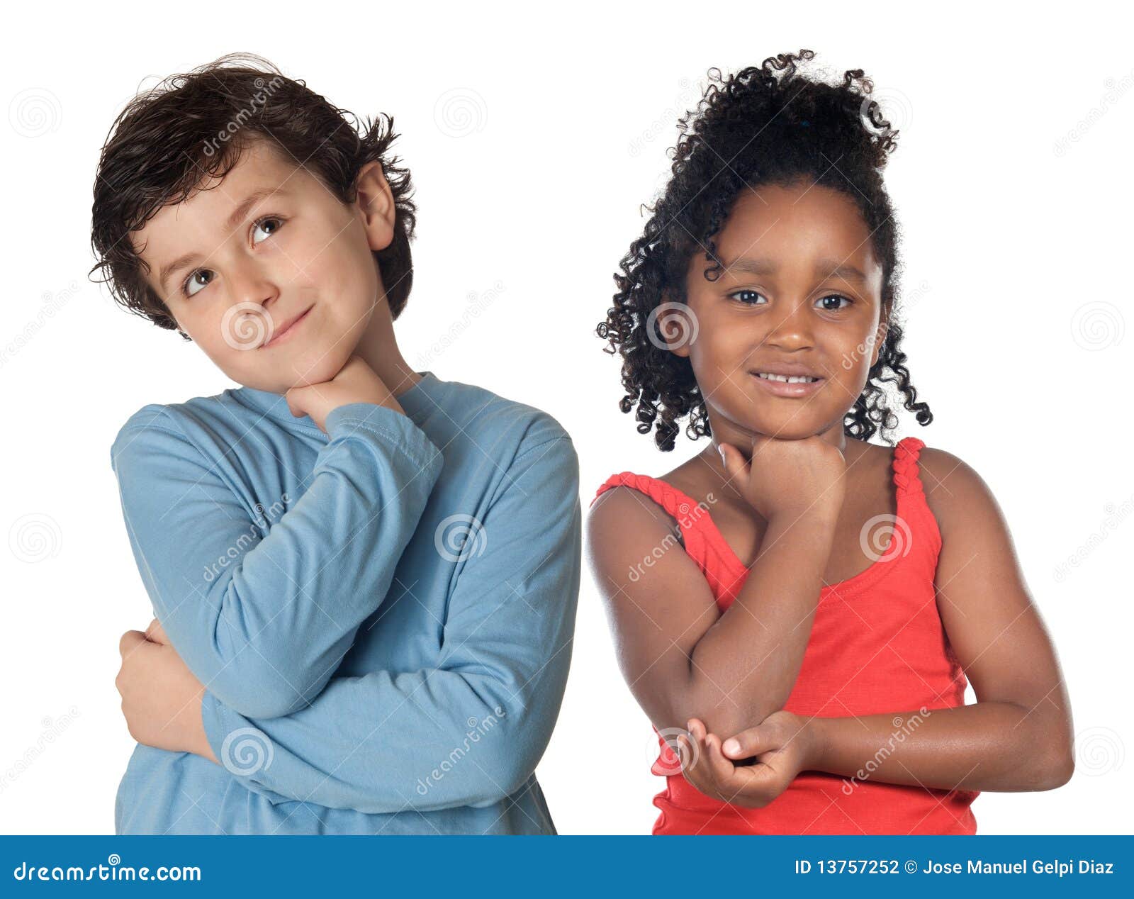 Adorable children thinking stock photo. Image of isolated - 13757252