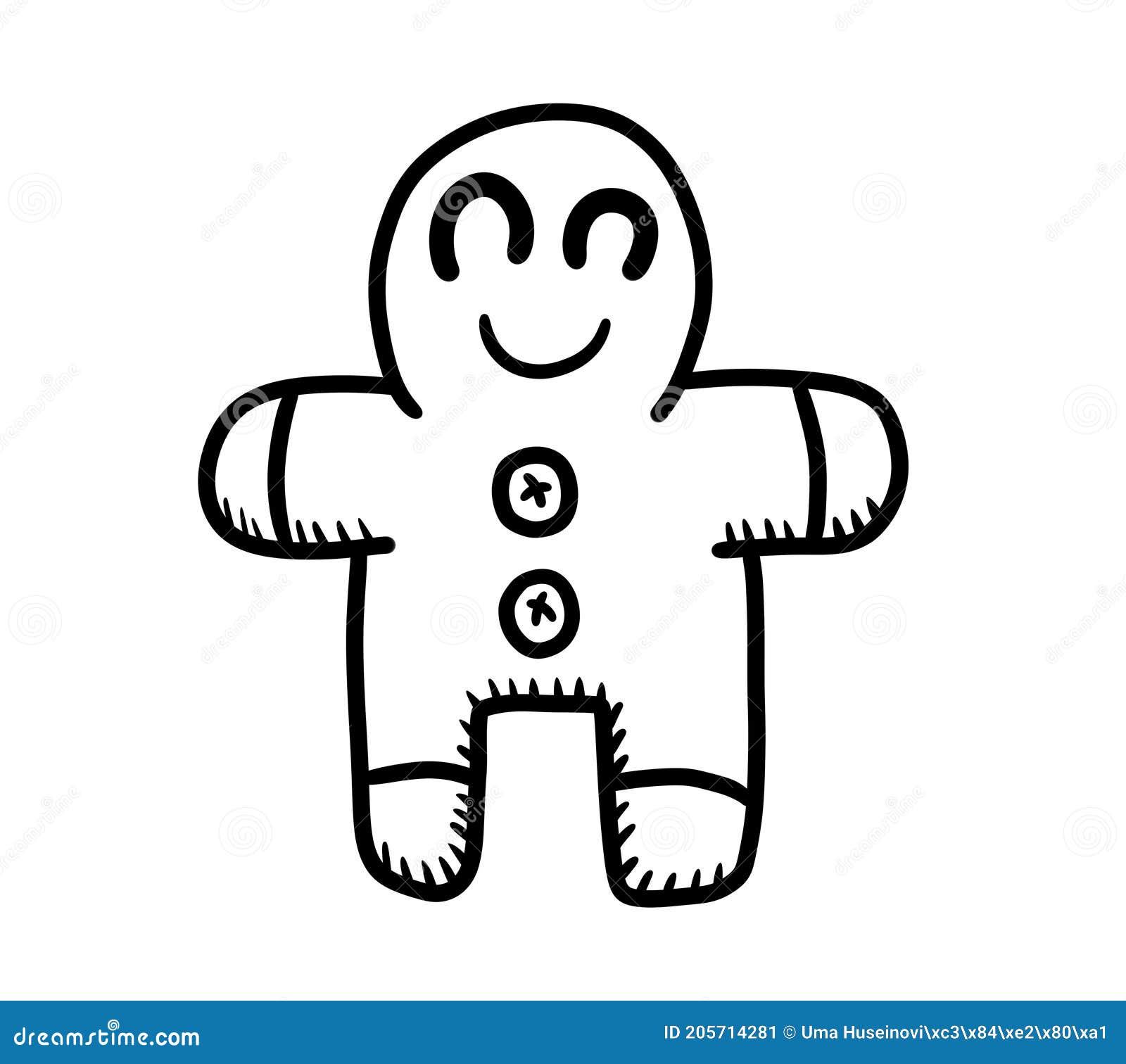 Adorable Christmas Gingerbread Man Doodle Stock Illustration ...