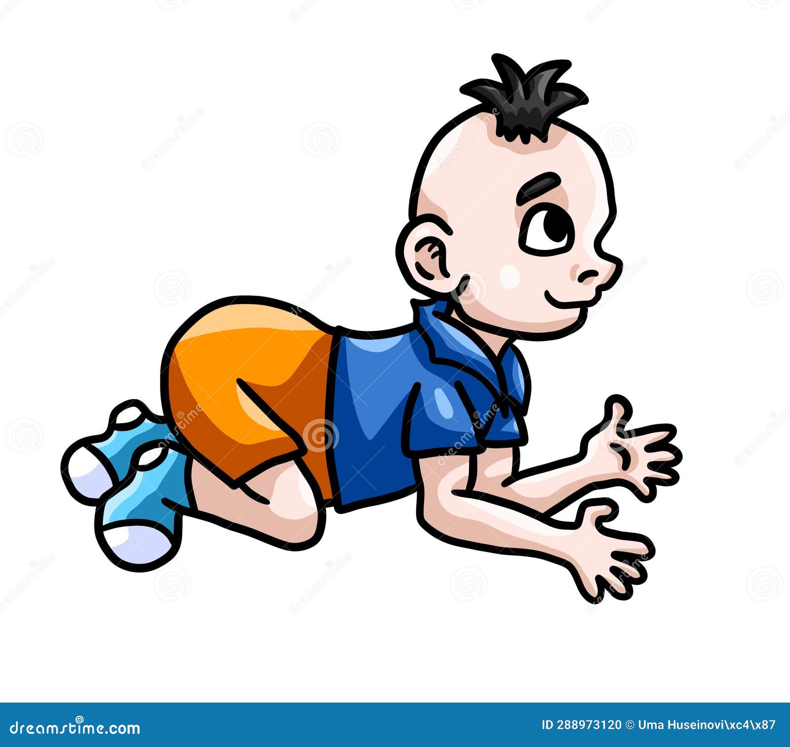 Adorable Crawling Baby Boy stock illustration. Illustration of card ...