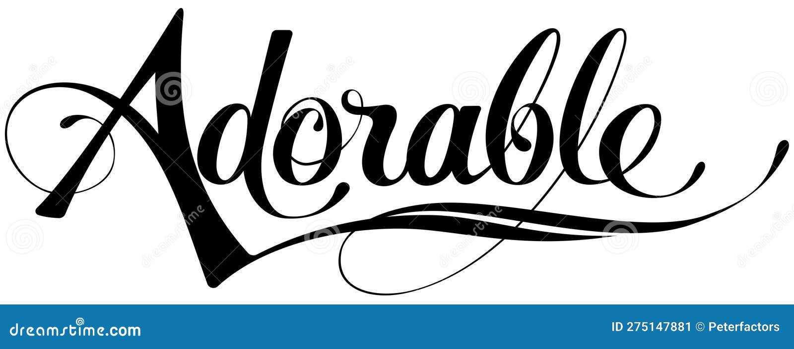 Adorable - Custom Calligraphy Text Stock Vector - Illustration of ...