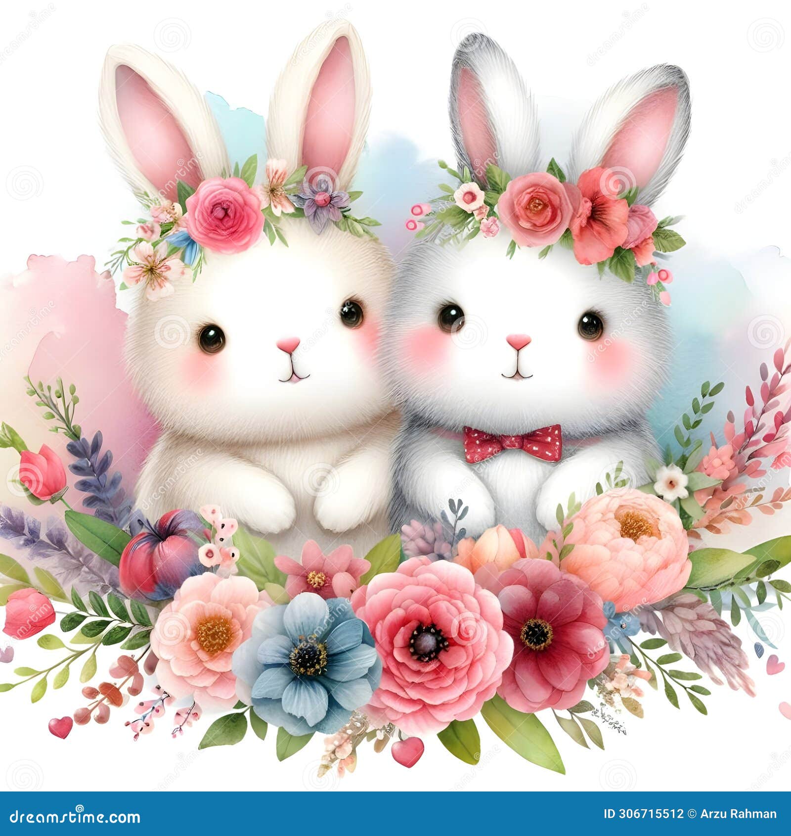 Adorable cute bunny couple stock illustration. Illustration of person ...