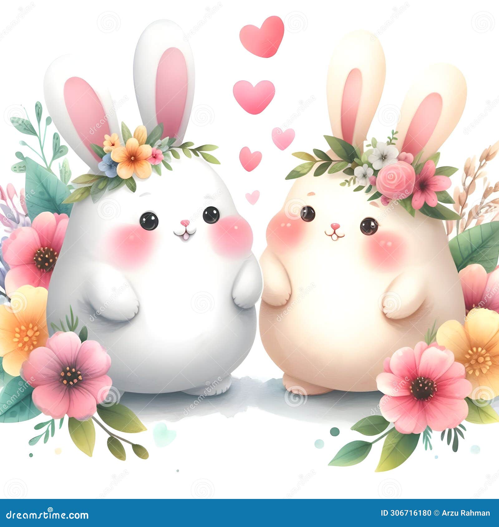Adorable cute bunny couple stock illustration. Illustration of cute ...