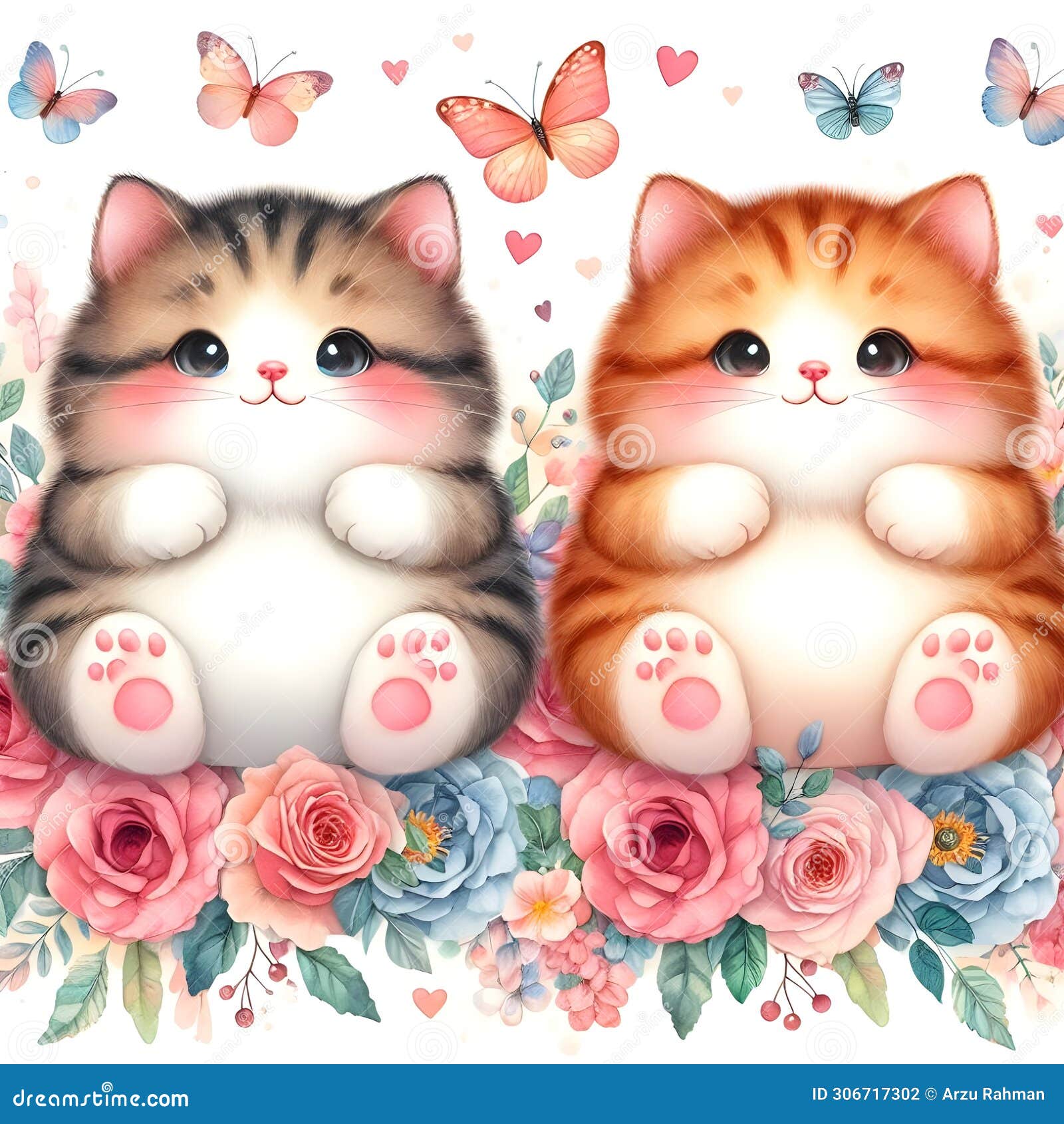 Adorable cute cat couple stock illustration. Illustration of cartoon ...