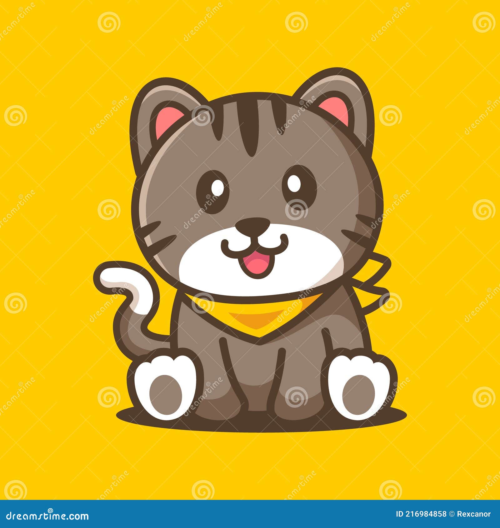 Adorable Cat Sit Cartoon Character Stock Vector - Illustration of tail ...
