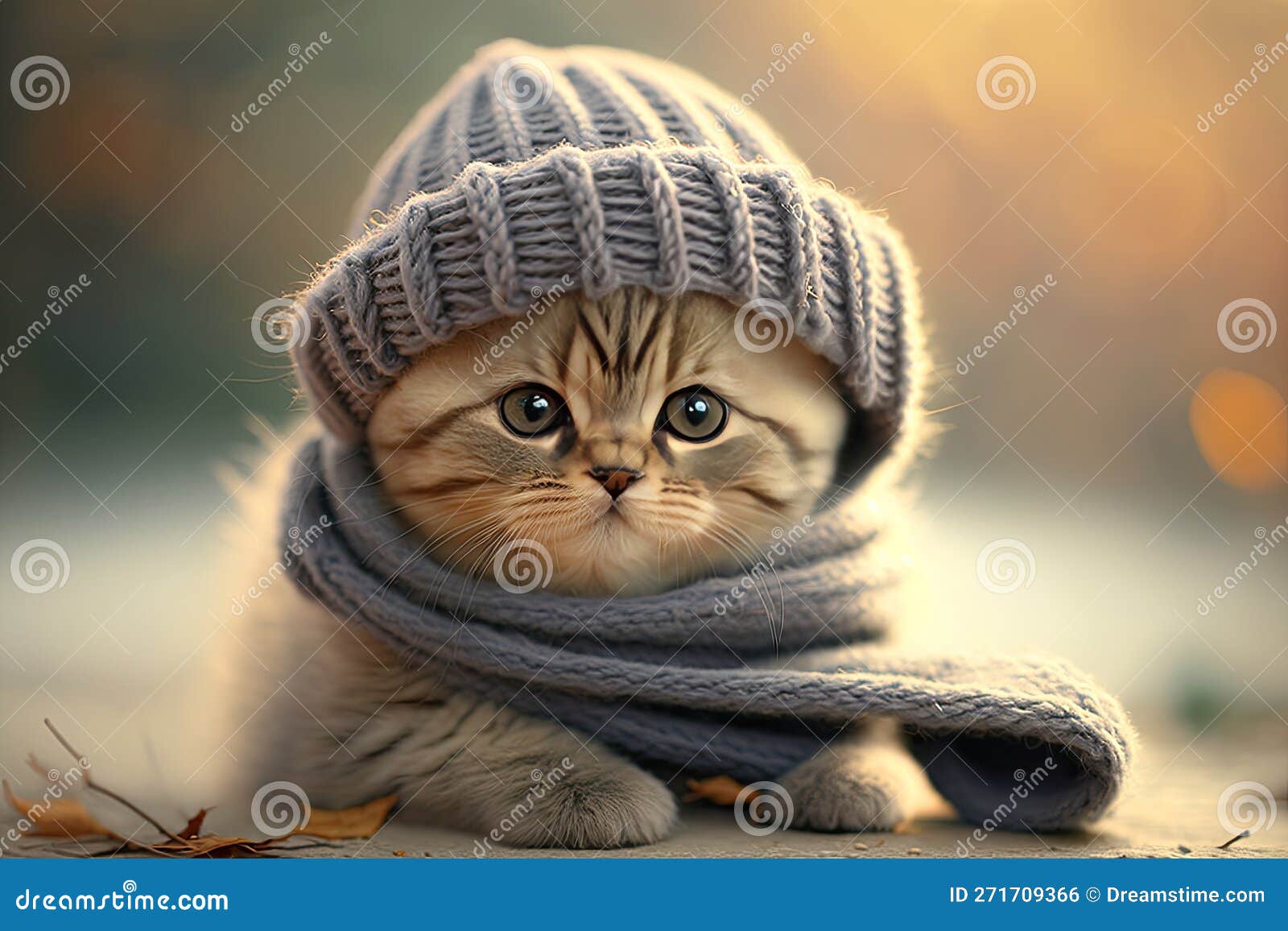 Adorable Cute Kitten Wearing Woolen Clothes. Warmth Concept. Generative ...