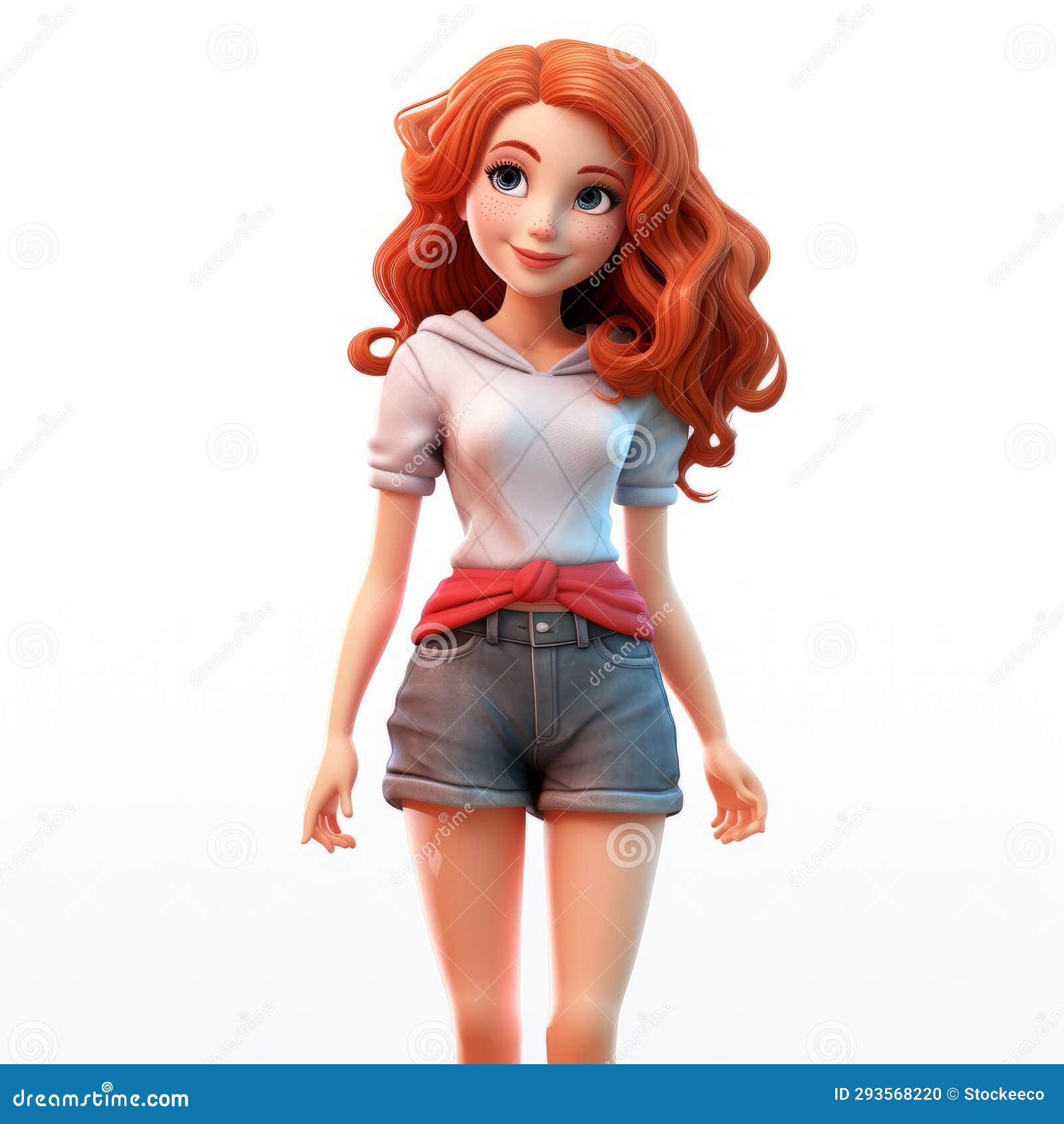 Jennifers Hyper Realistic 3d Cartoon Pointing With Right Hand Stock