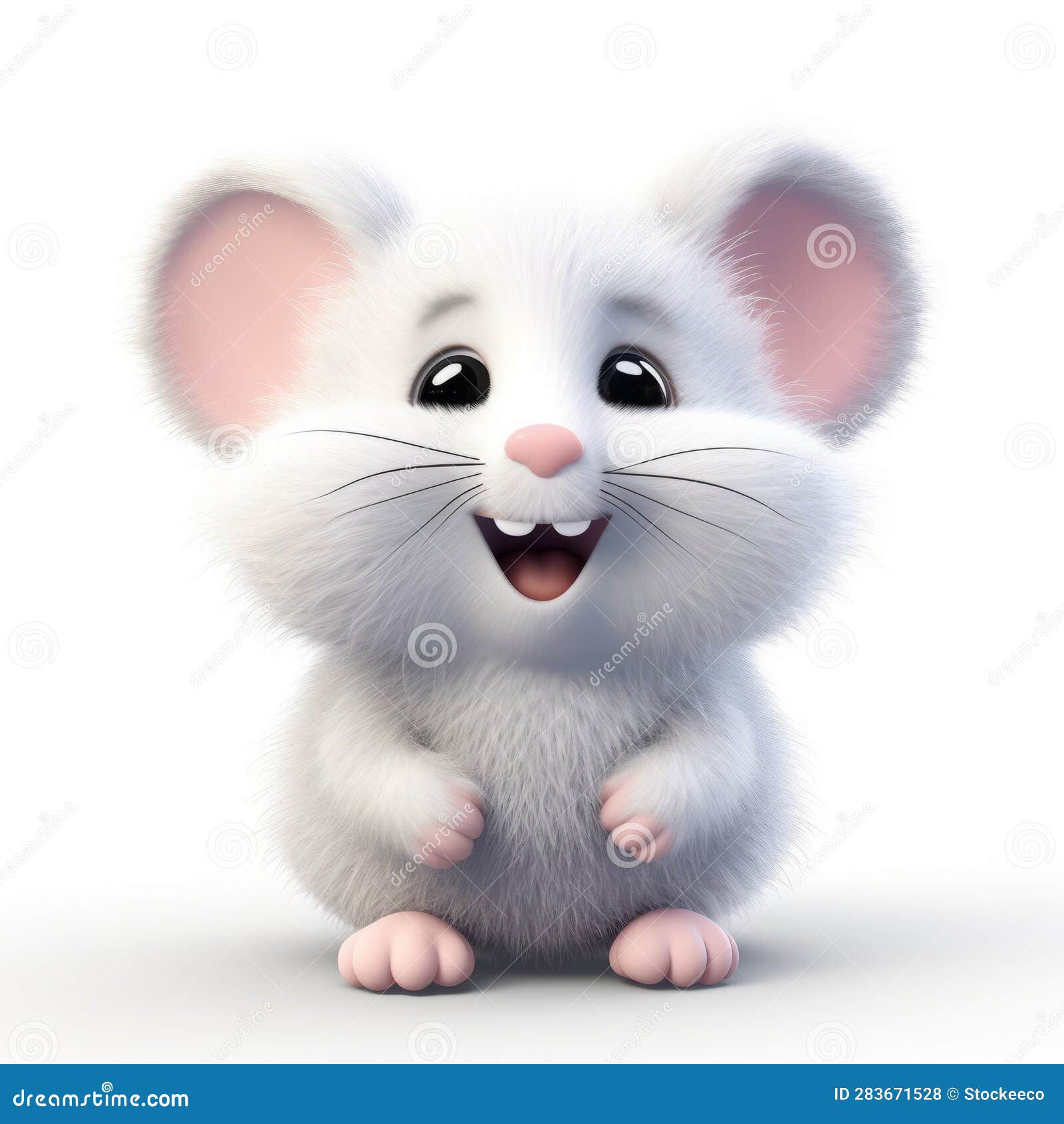Colorful and Cute White Mouse Character in Playful 3d Animation Style ...