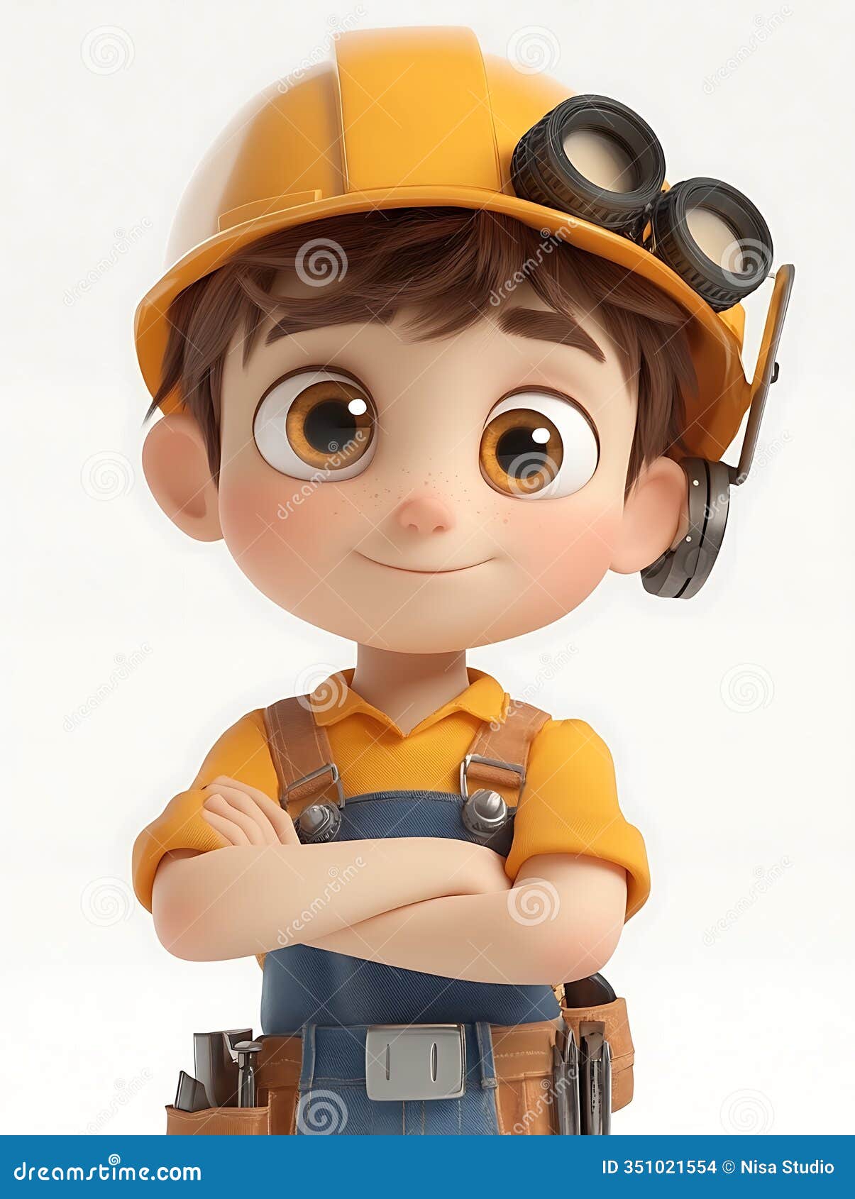 Adorable 3D Render of a Young Boy Engineer, Smiling Confidently in His ...