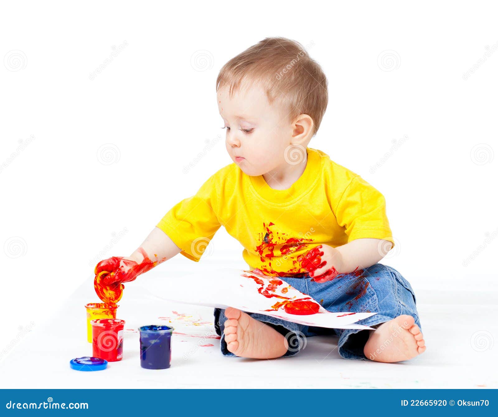 Adorable Dirty Child with Paints Stock Photo - Image of enjoy ...