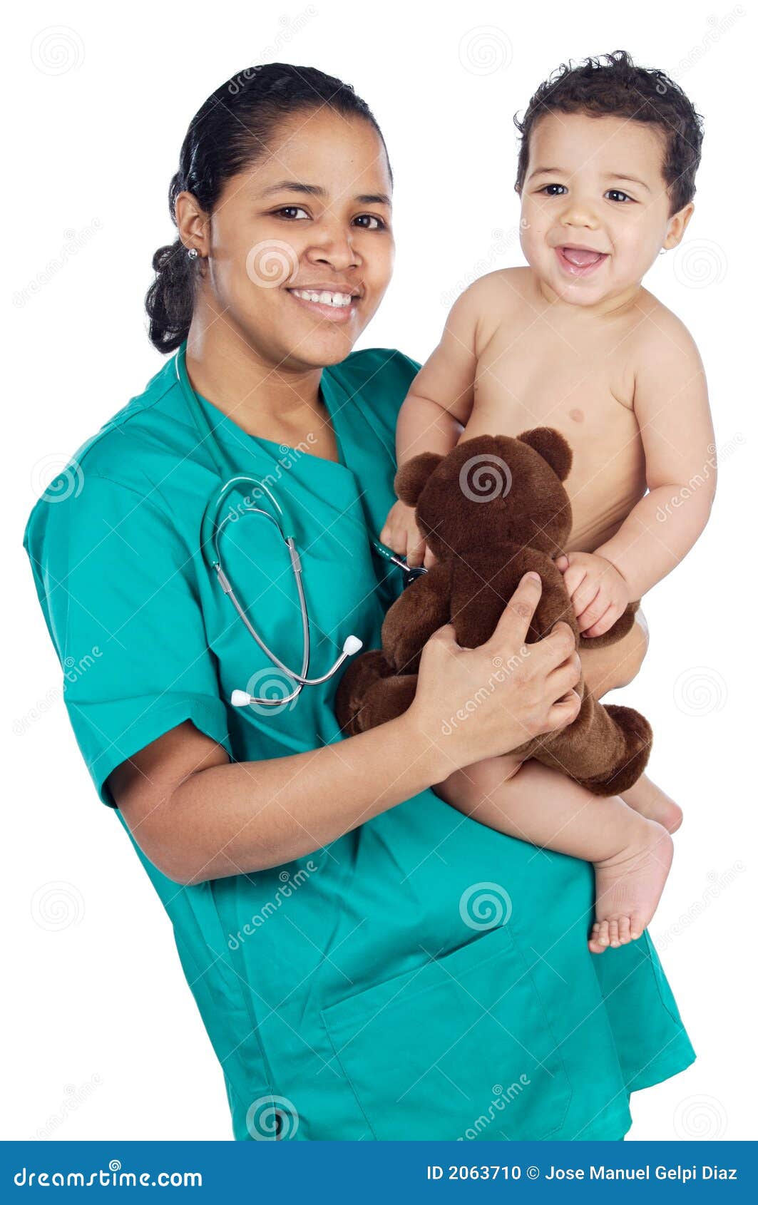 Adorable Doctor with a Baby in Her Arms Stock Photo - Image of ...