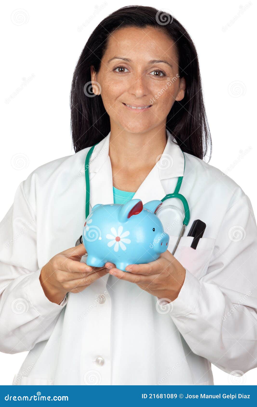 Adorable Doctor with Money-box Stock Image - Image of bank, hair: 21681089