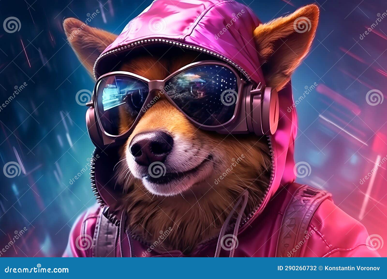 Adorable Dog Cyber Crypto Digital Hacker Coder in Cyberspace Wearing ...