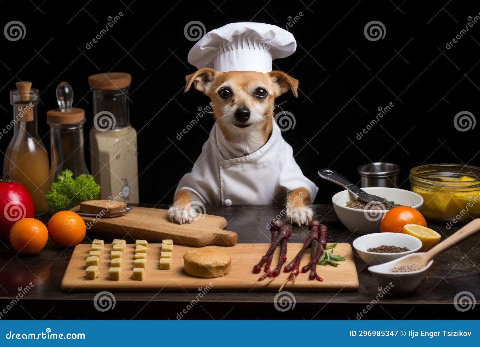 Adorable Dog Dressed As a Chef, Cooking and Serving Nutritious Meals ...