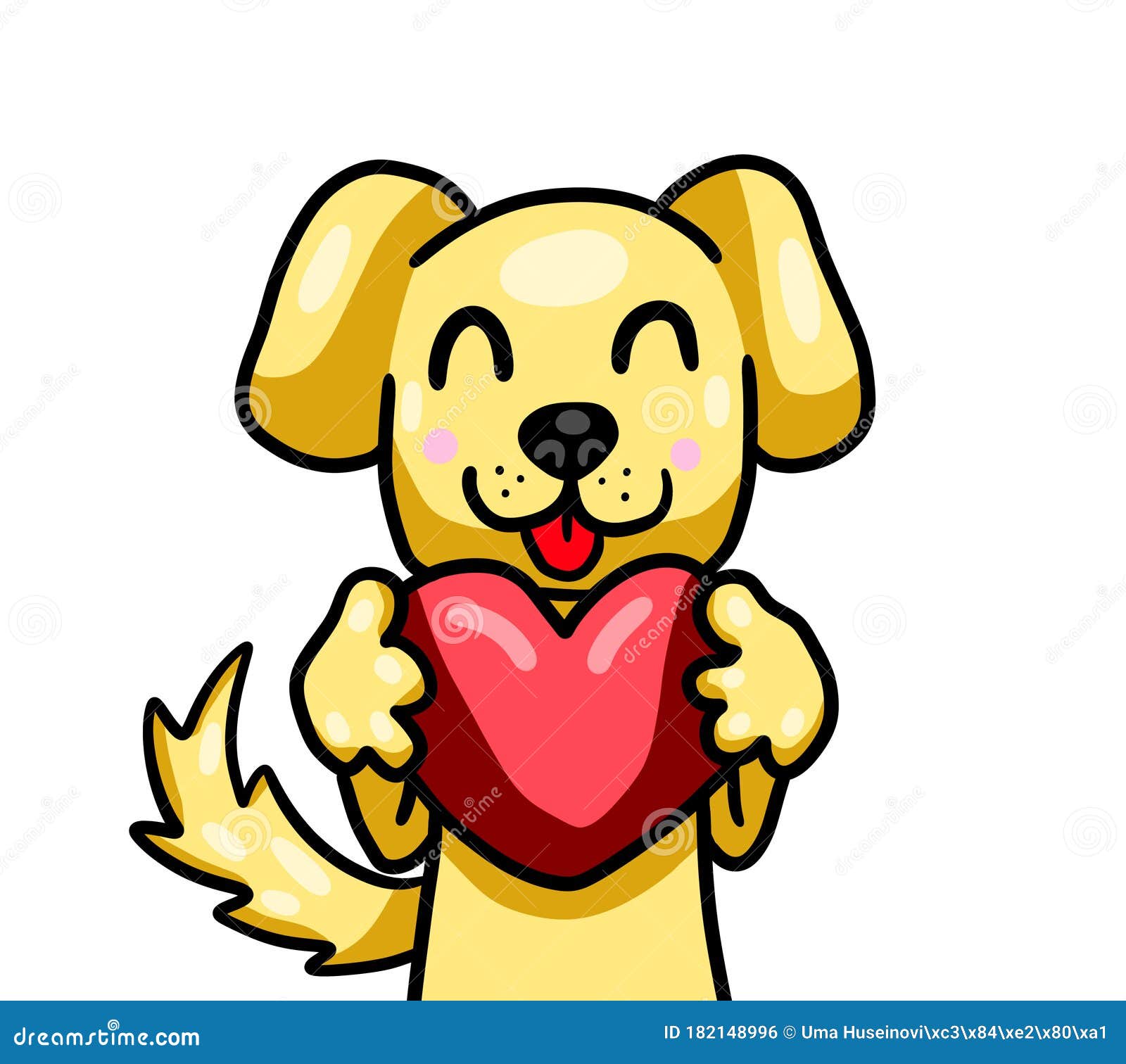 Adorable Dog Hugging a Heart Stock Illustration - Illustration of ...