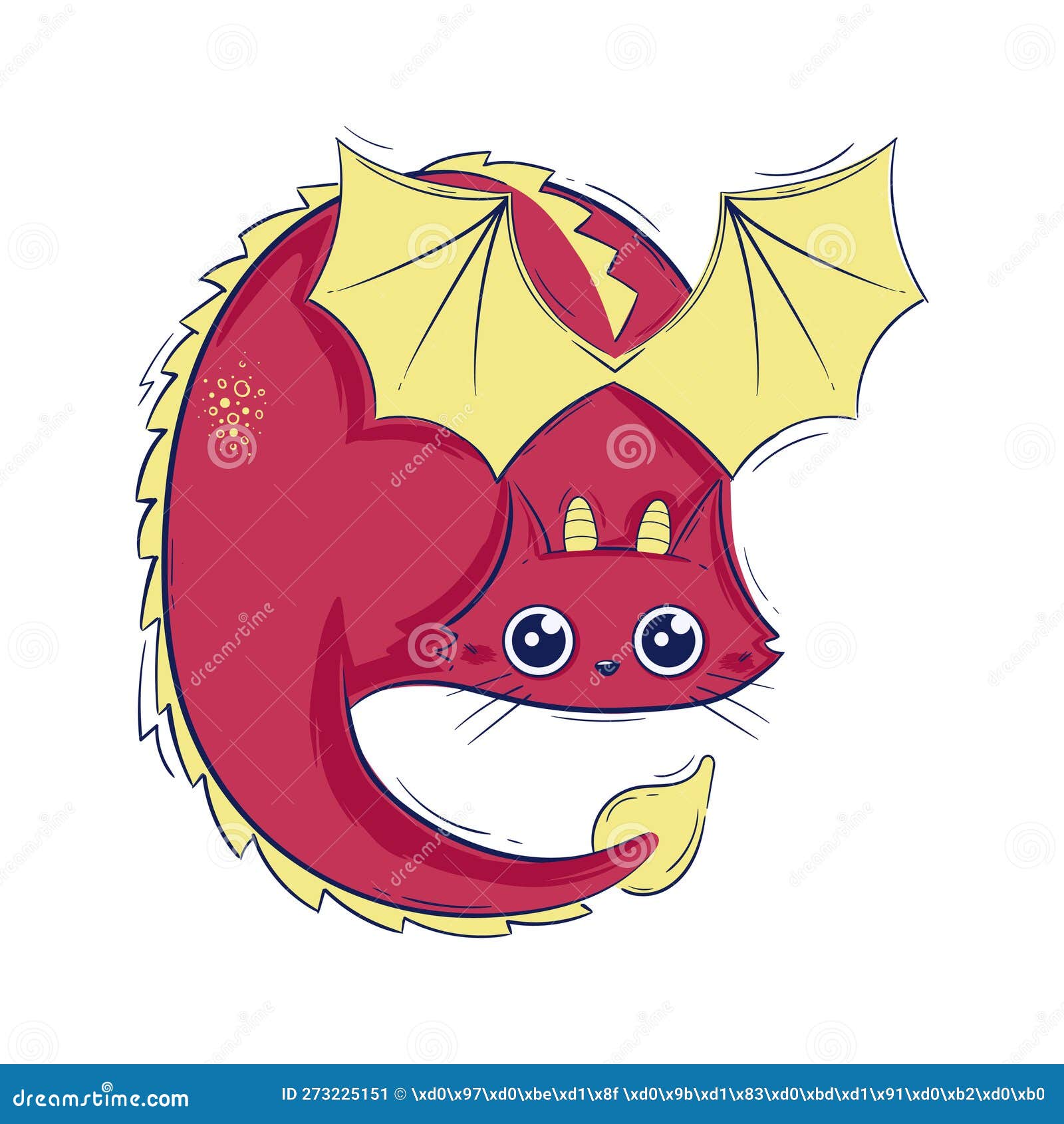 Adorable Dragon-Kitty Alone on White Background Stock Vector ...