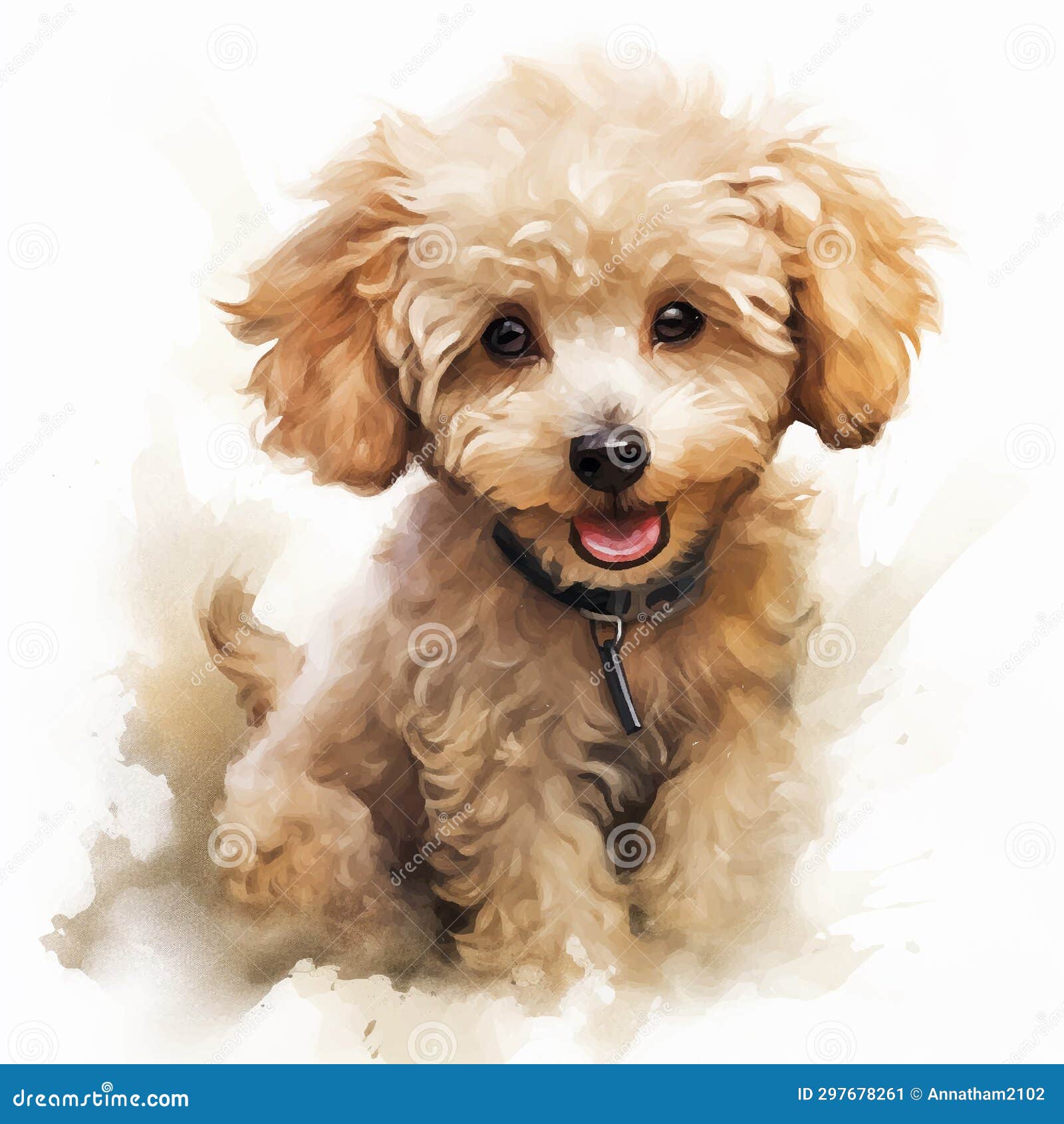 An Adorable Drawing Of A Poodle Withe Hand Drawn Watercolor Royalty ...