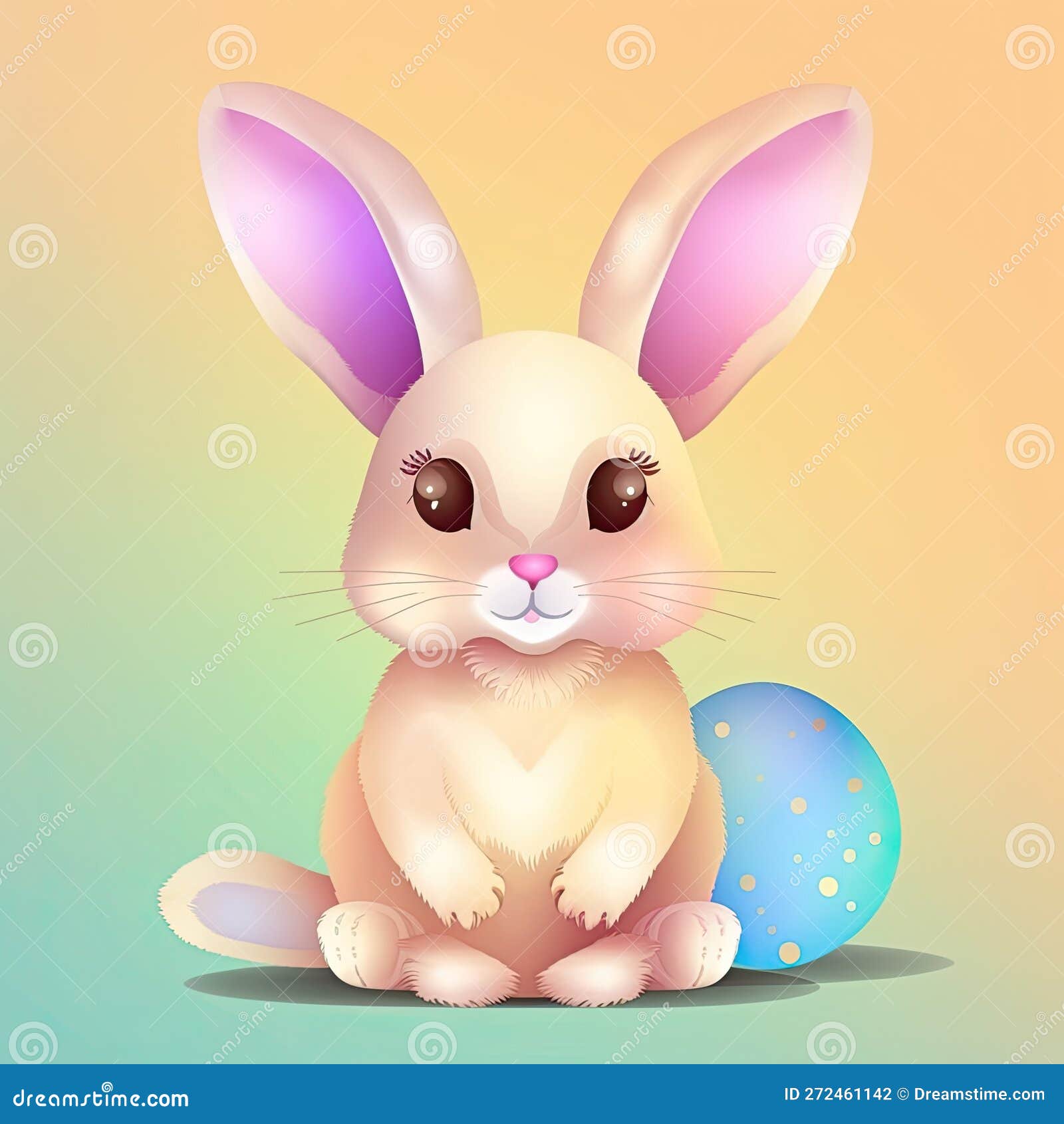 Adorable Easter Bunny Cartoon on a Colour Pastel Background. Generative ...