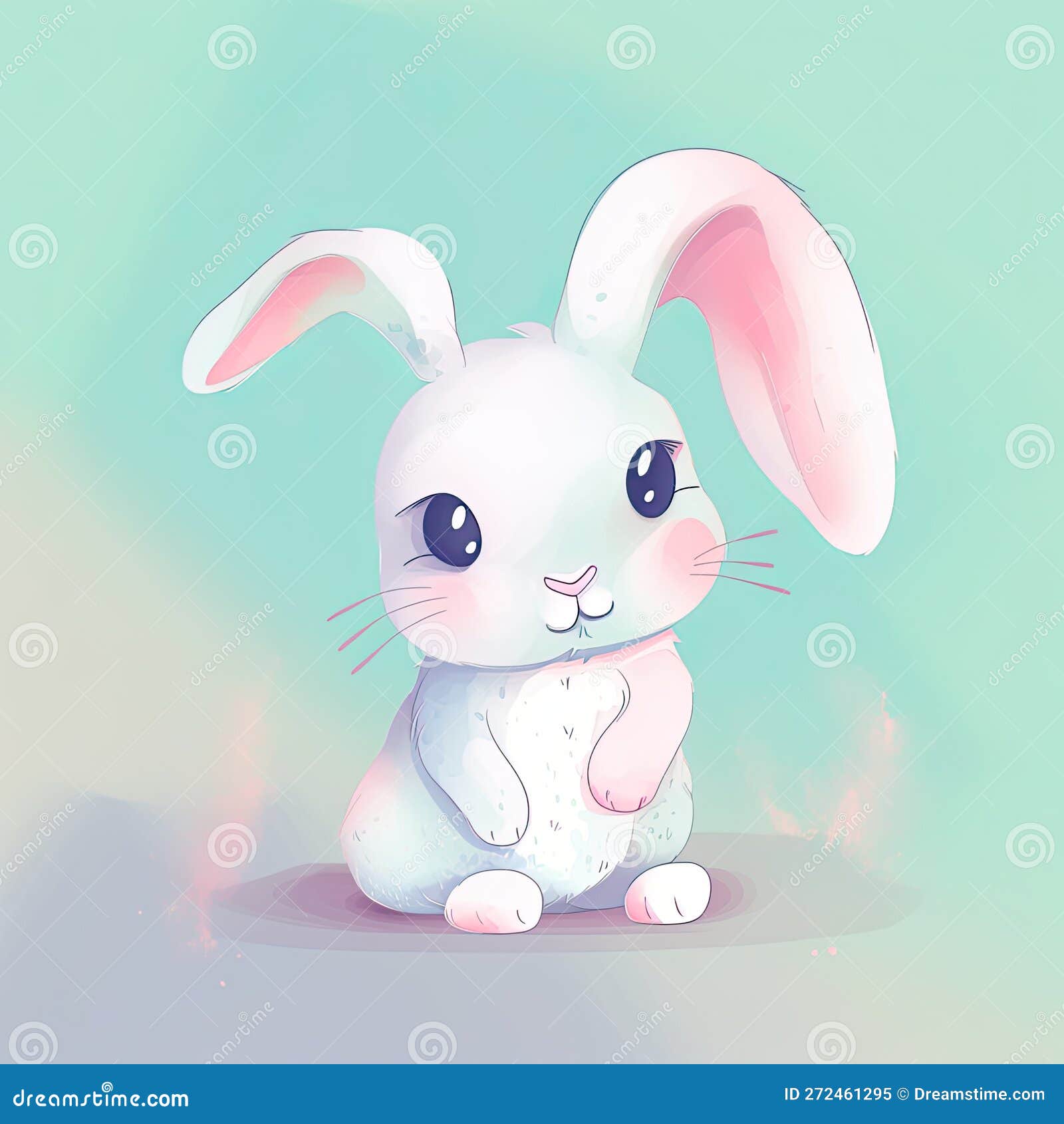 Adorable Easter Bunny Cartoon on a Colour Pastel Background. Generative ...